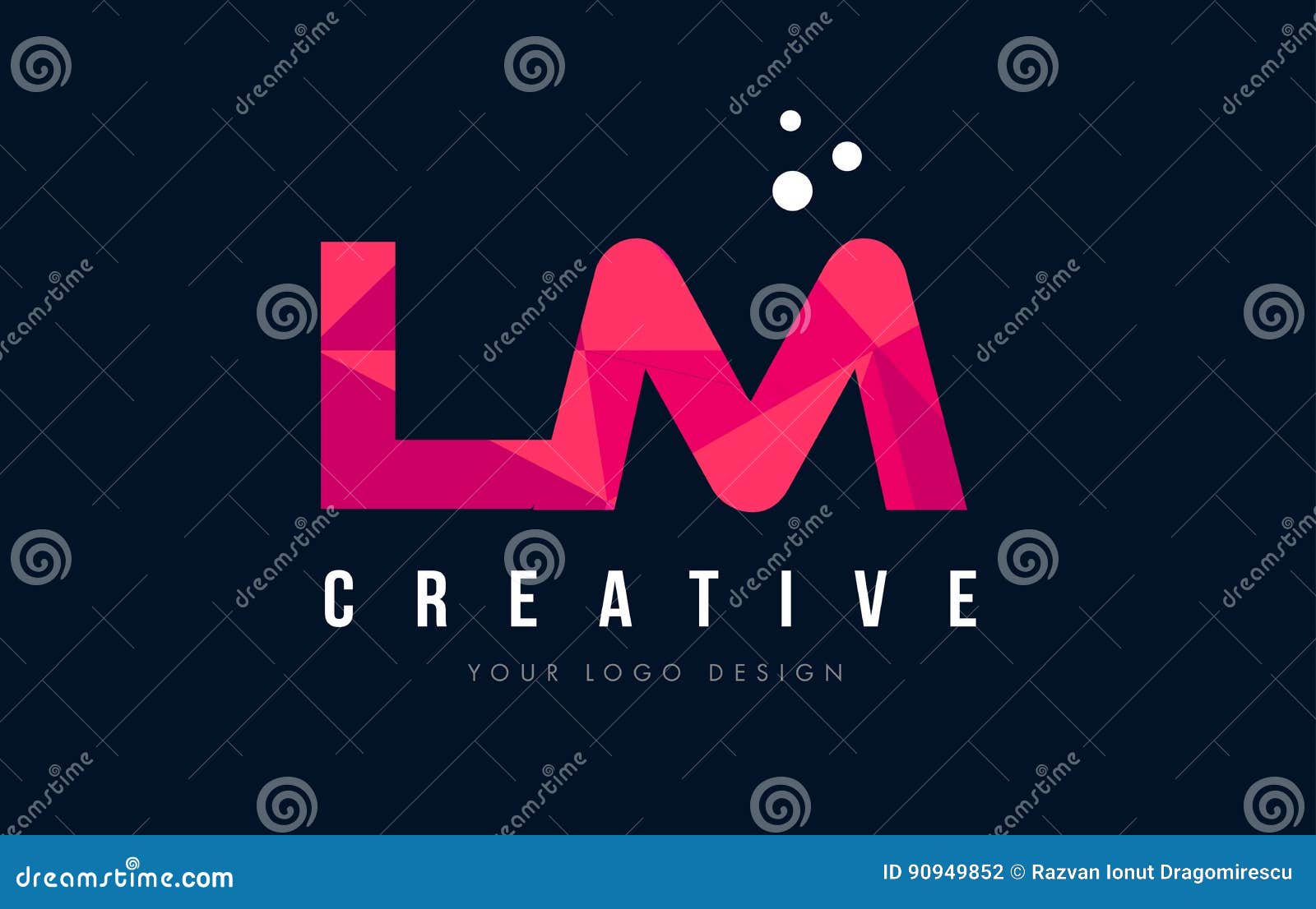 LM L M Letter Logo with Purple Low Poly Pink Triangles Concept Stock ...