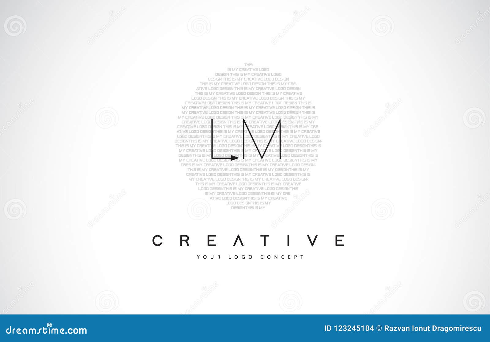 LM L M Logo Design with Black and White Creative Text Letter Vector ...