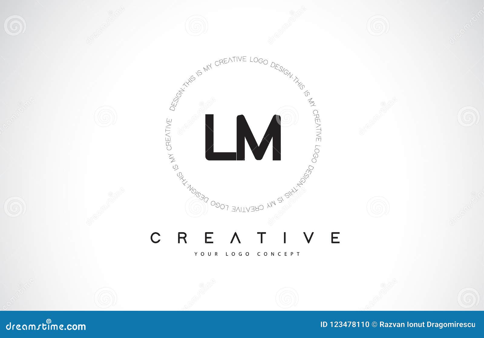 LM L M Logo Design with Black and White Creative Text Letter Vector ...