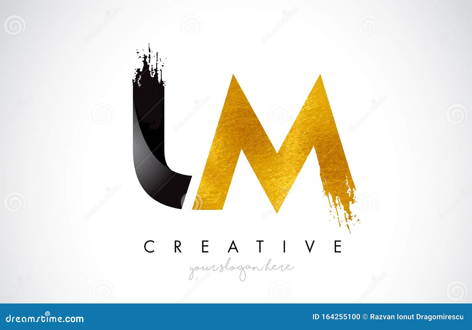 LM Letter Design with Brush Stroke and Modern 3D Look Stock Vector ...