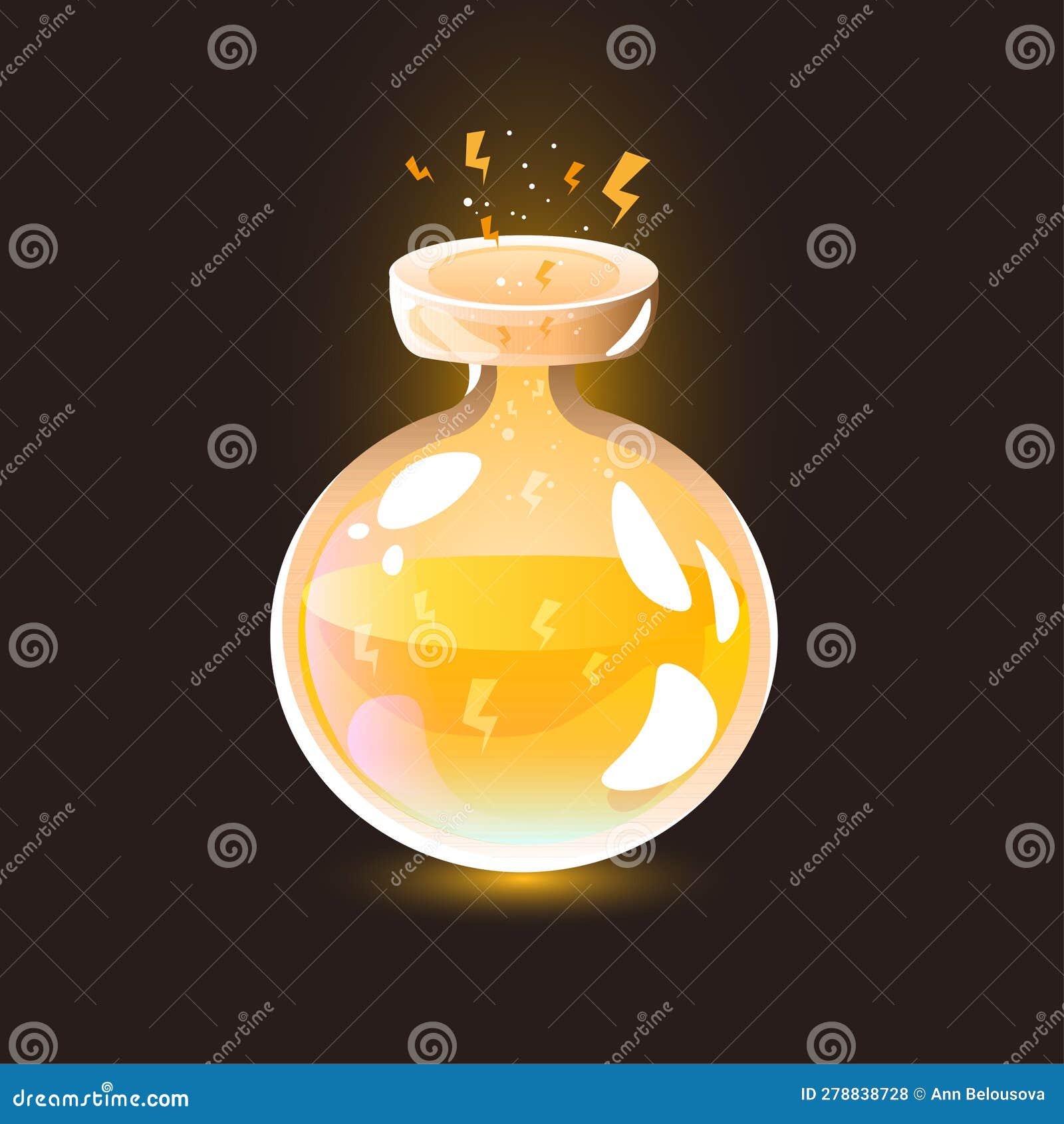 Lmagical Energy Potion with Lightning Gold Stock Vector - Illustration ...