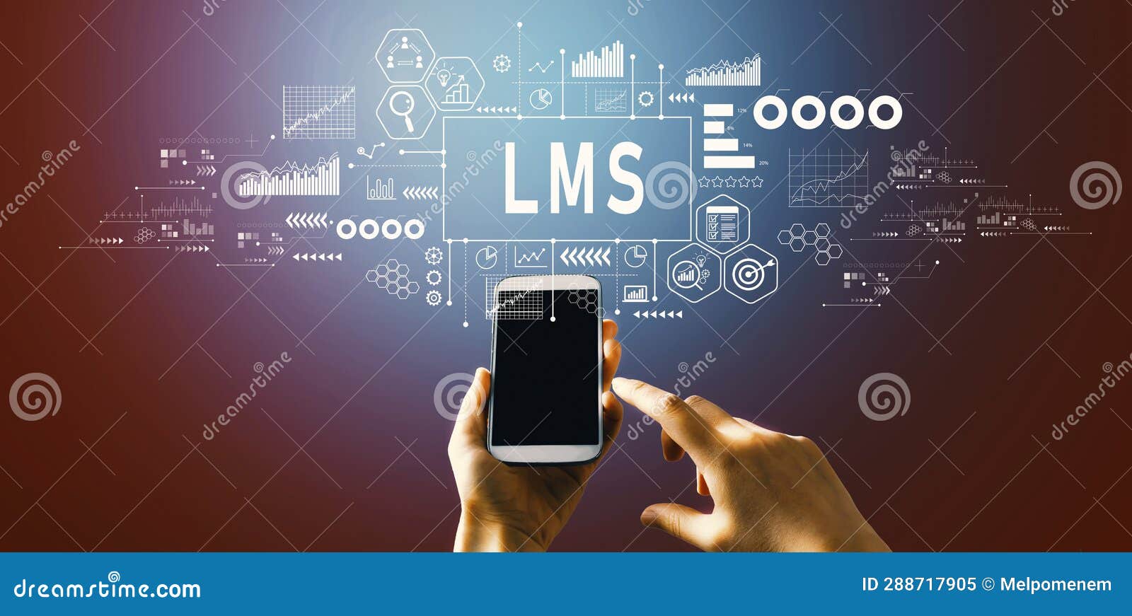 LMS - Learning Management System with Hand Pressing a Button Stock ...
