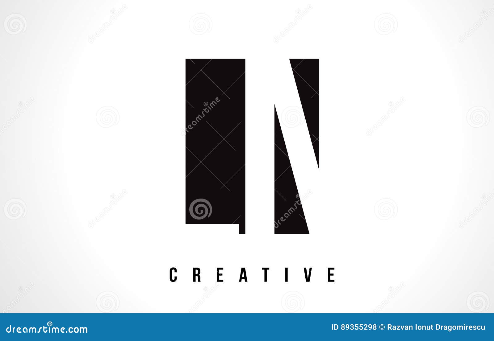LN L N White Letter Logo Design with Black Square. Stock Vector ...