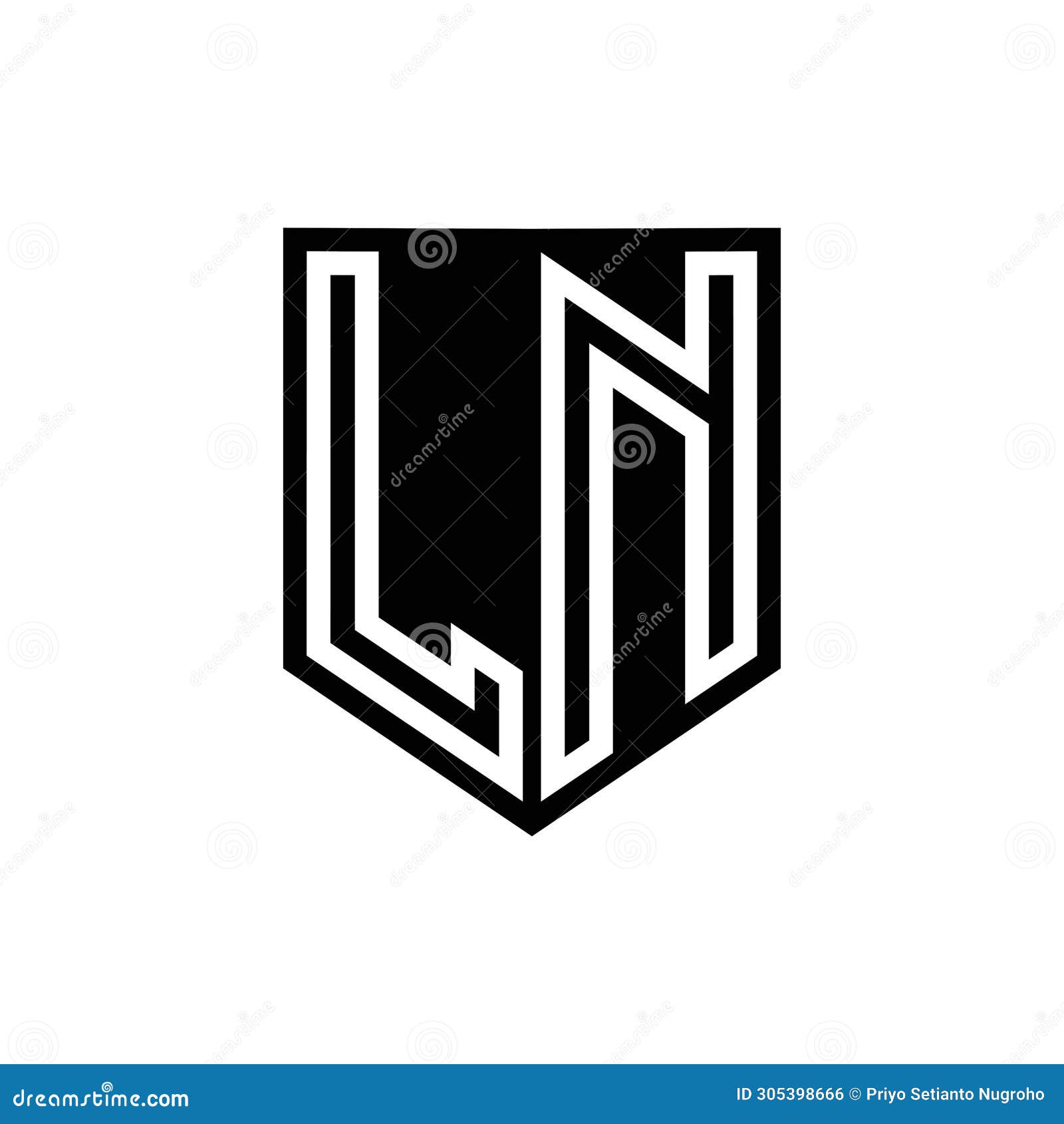 LN Letter Logo Monogram Shield Geometric Line Inside Shield Design ...