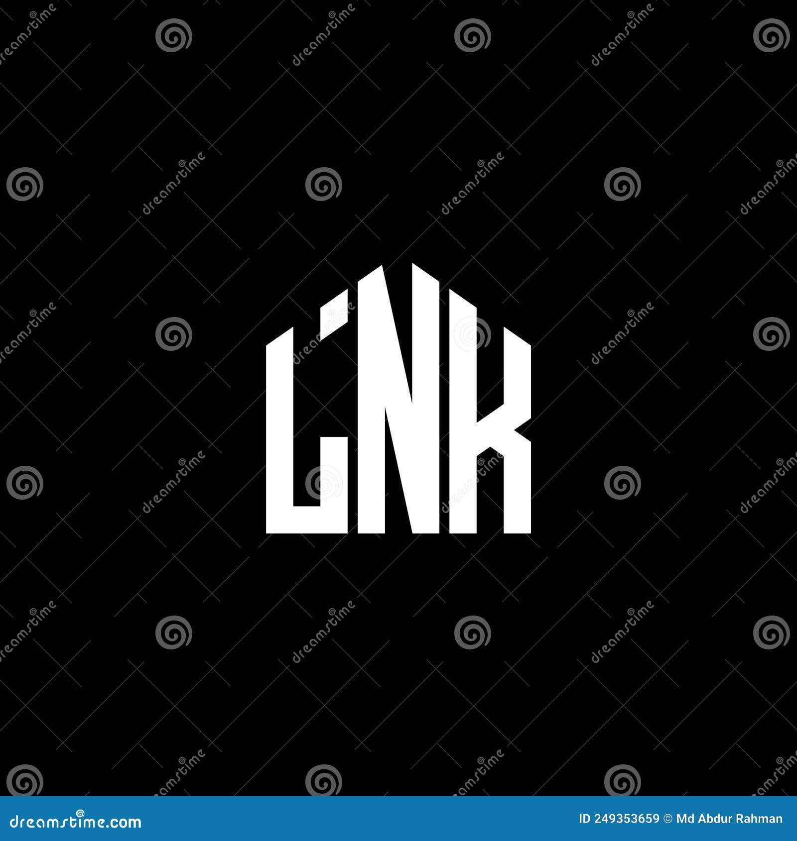 LNK Letter Logo Design on BLACK Background. LNK Creative Initials ...