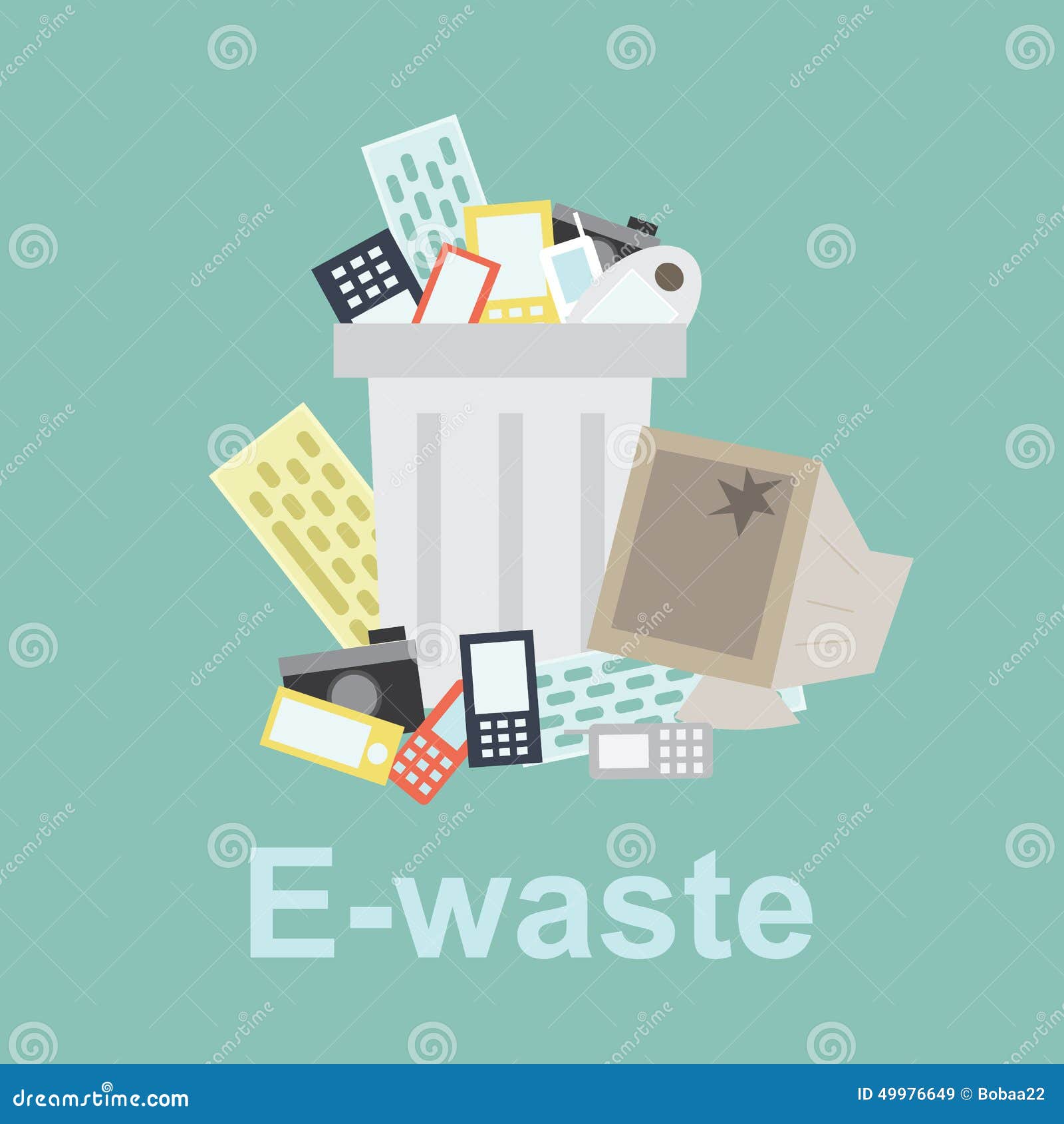 Lo E-spreco Ricicla Il Recipiente Riempito Di Vecchio Materiale ...