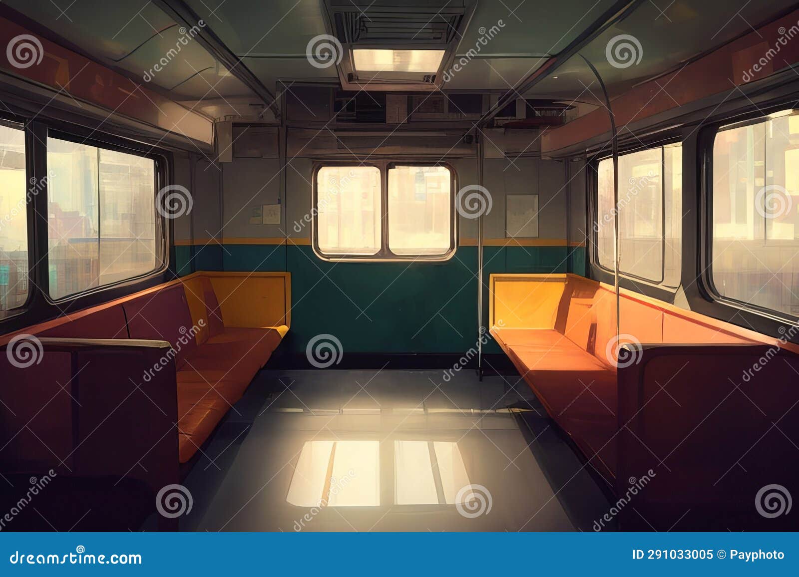 Lo-Fi Style Empty Train Interior: a Retro Journey in Simplicity. Stock ...
