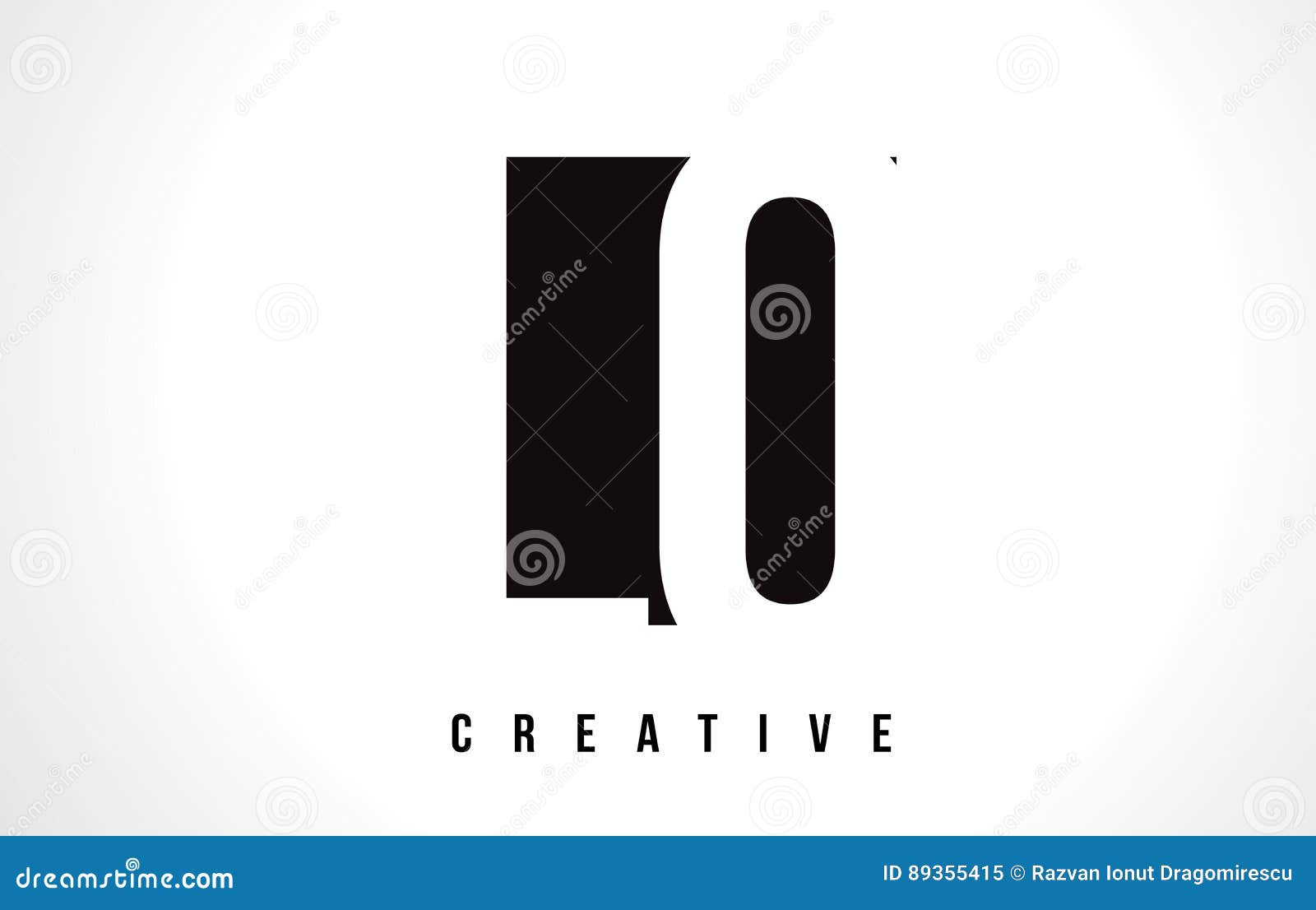 LO L O White Letter Logo Design with Black Square. Stock Vector ...