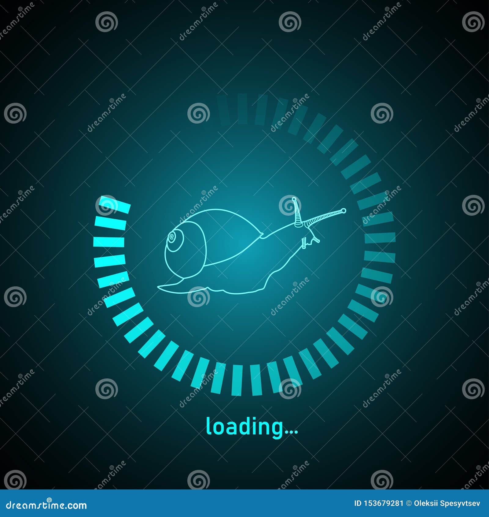 Glowing Slow Loading Icon with a Snail. Circle Website Buffer Loader ...