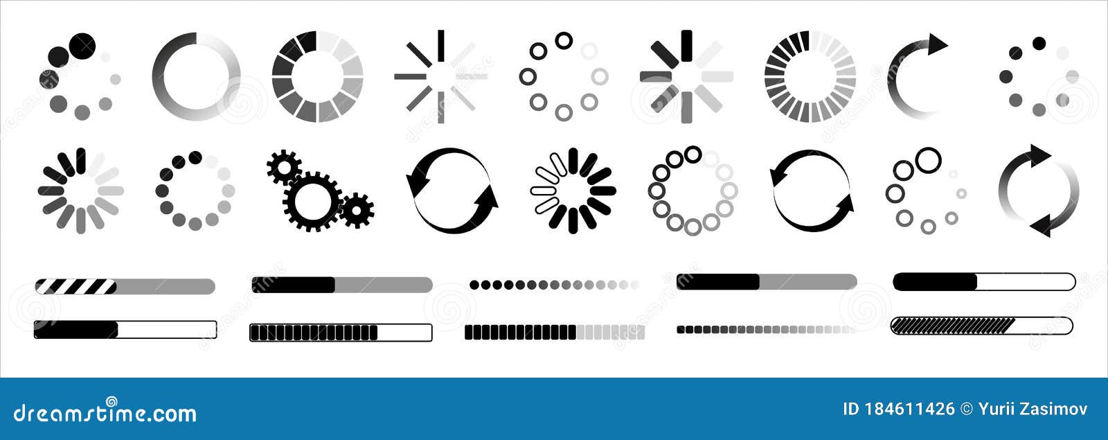 Load Icon. Loading Circle Website Buffer Loader Or Preloader. Vector Download Or Upload Status ...