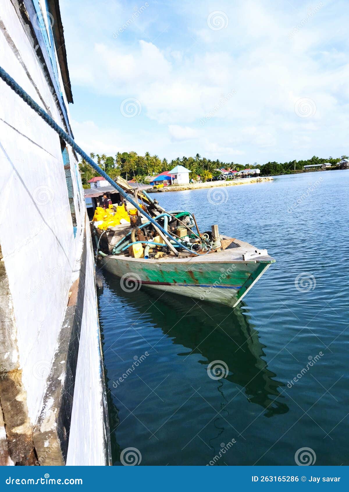 Load of Ships Transporting Sand in the Middle of the Sea Stock Photo ...