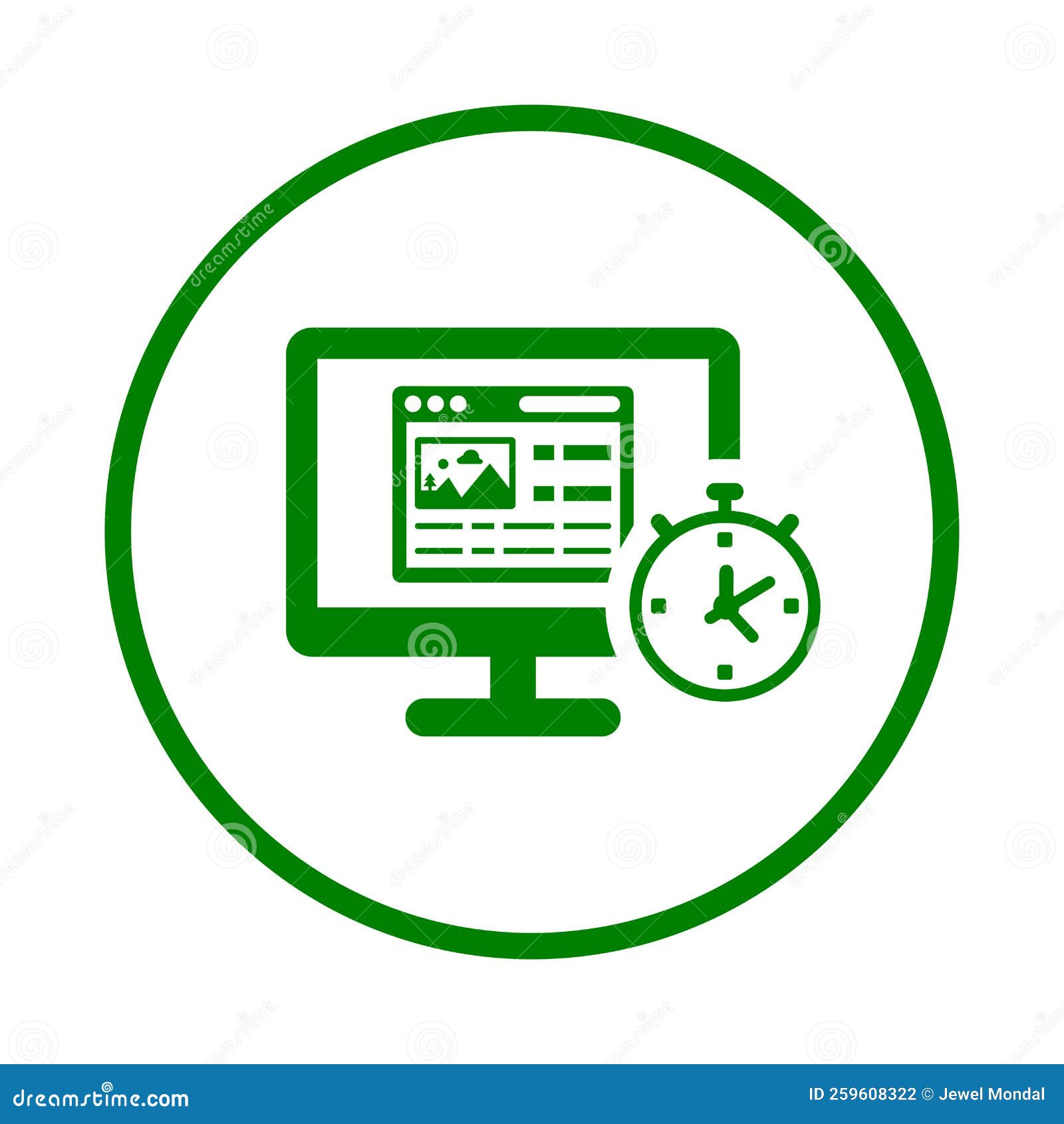 Load Time, Image, Optimization, Load Icon. Green Vector Design Stock ...