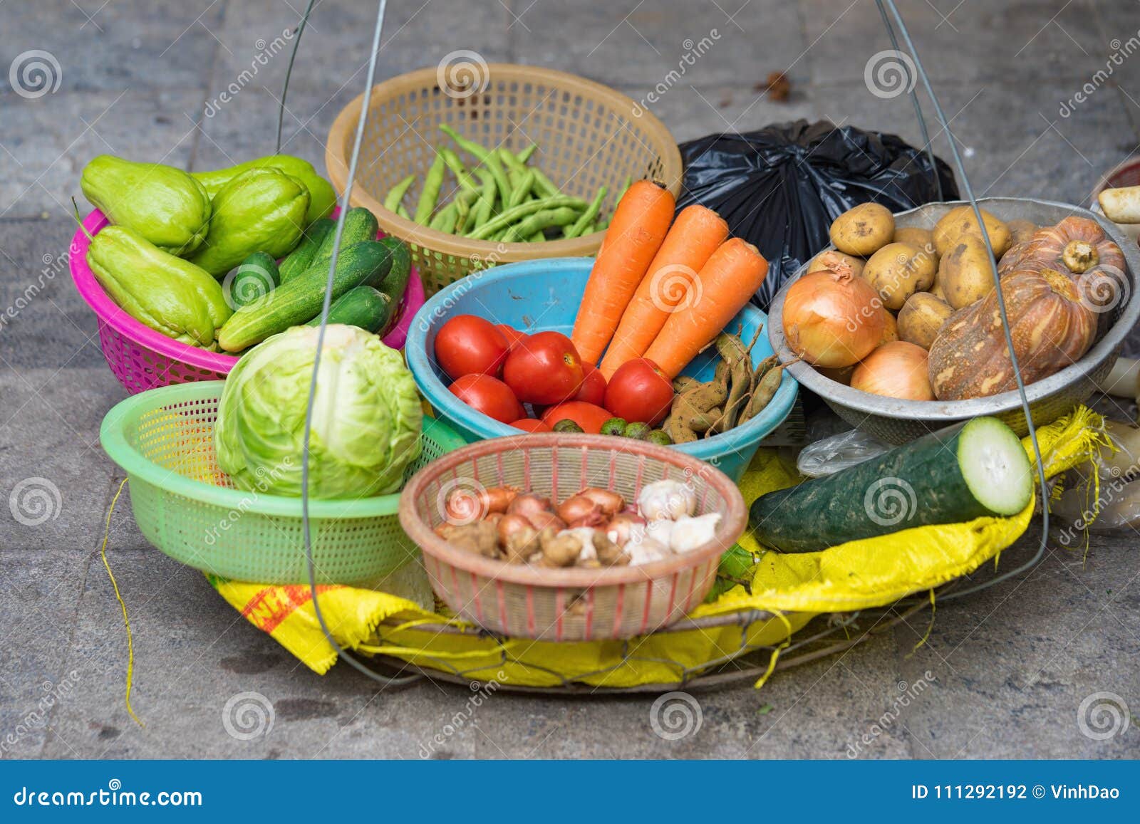 Load of Vendor Vegetable on Asian Street Stock Photo - Image of shop ...