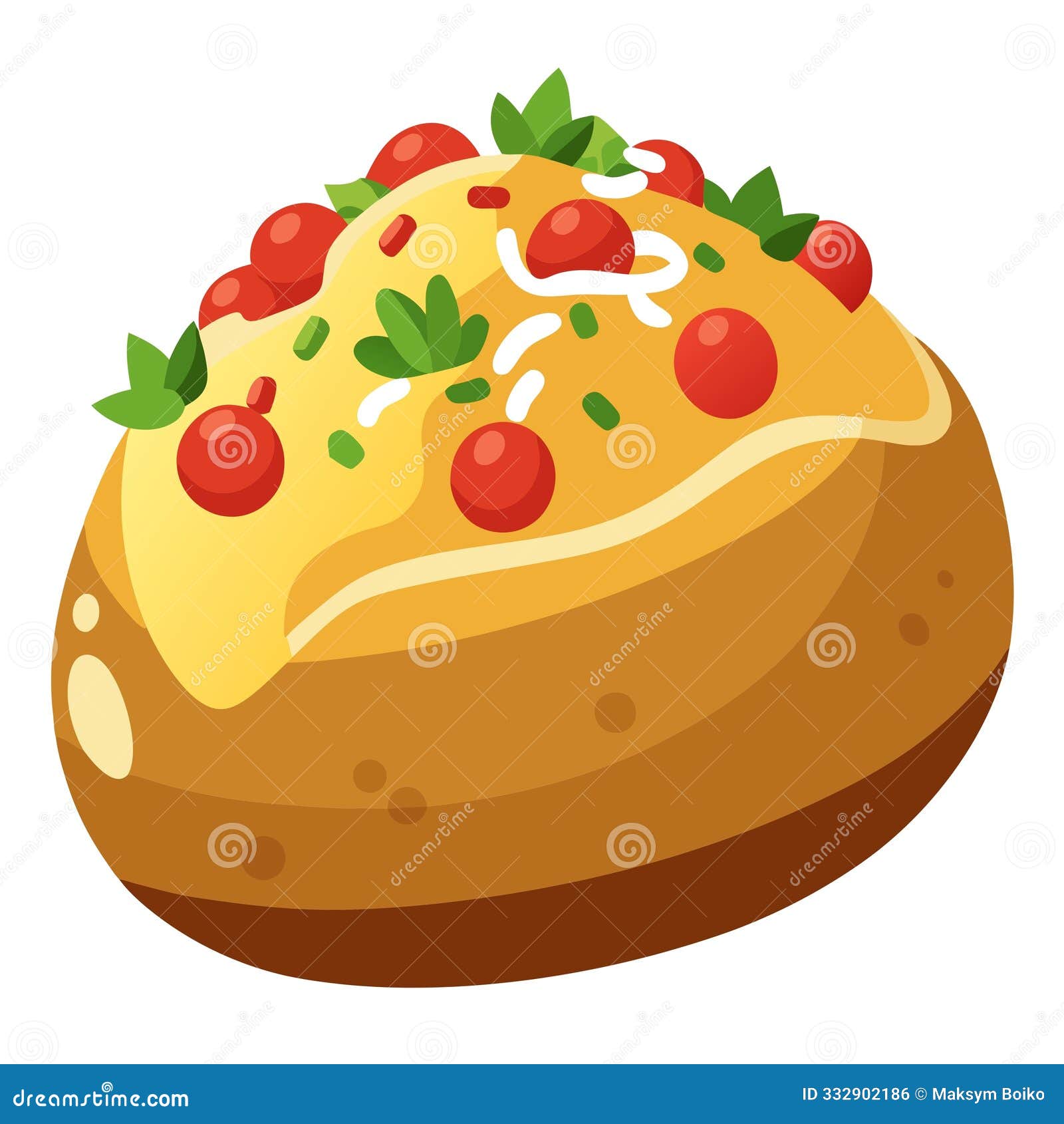 A Loaded Baked Potato with Toppings Stock Vector - Illustration of ...