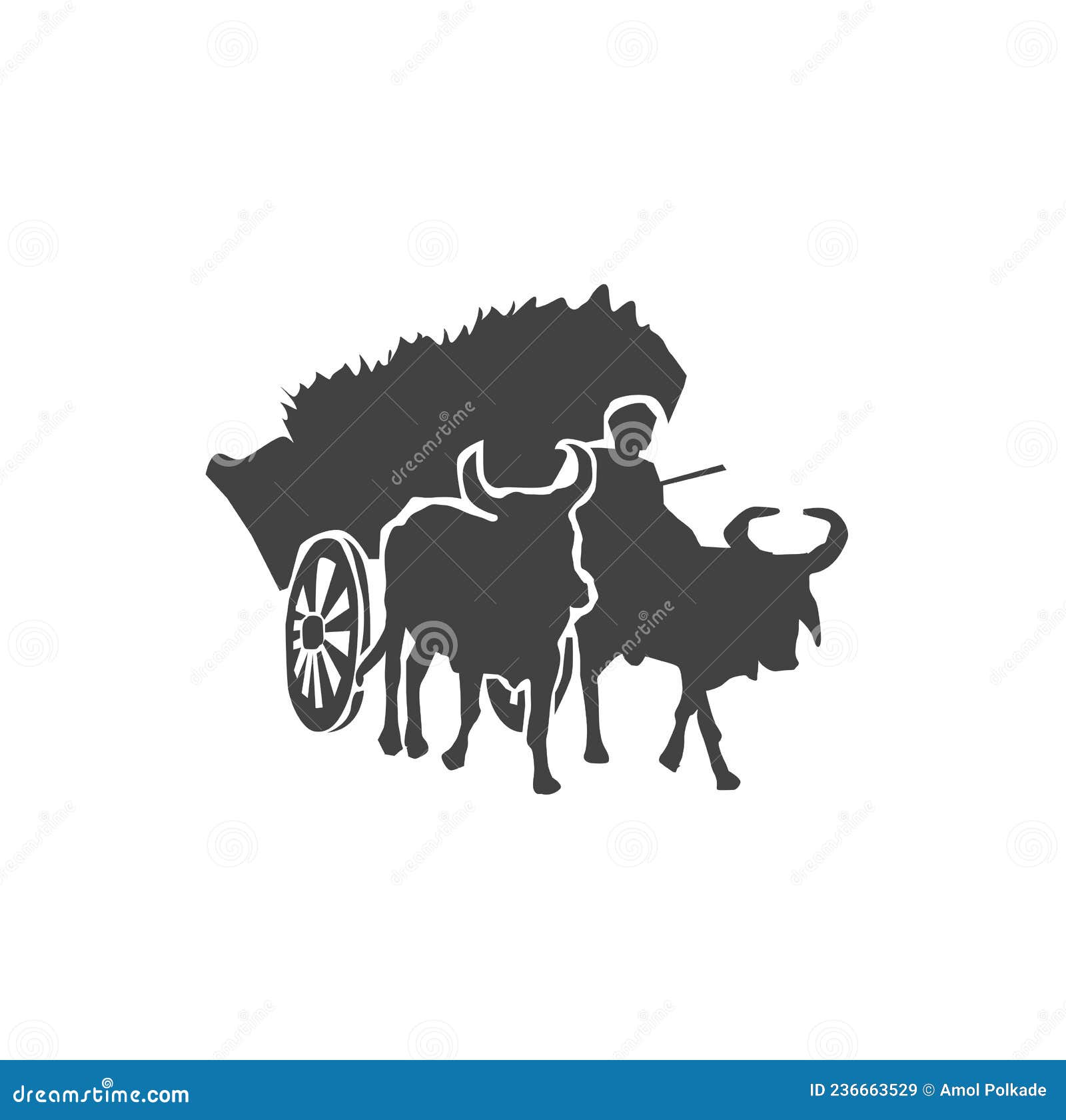 Loaded Bull Cart with Farmer Vector. Kharata Vector Stock Illustration ...