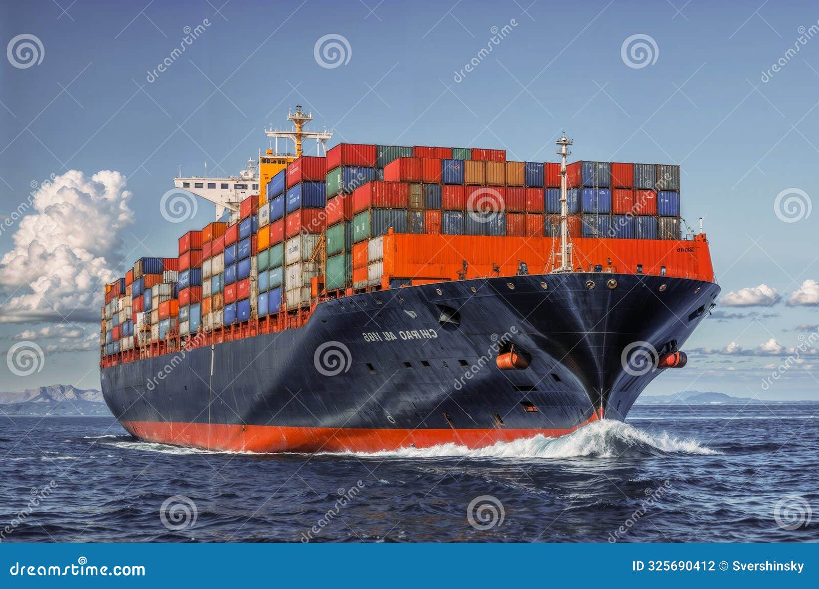 Loaded Container Ship. a Fully Loaded Container or Cargo Ship Stock ...