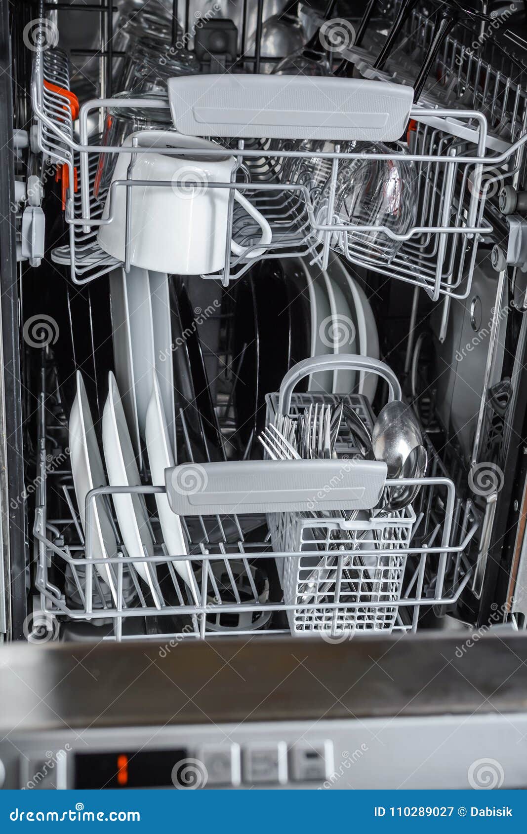 Clean Dishes after Washing in the Dishwasher Machine Stock Image ...