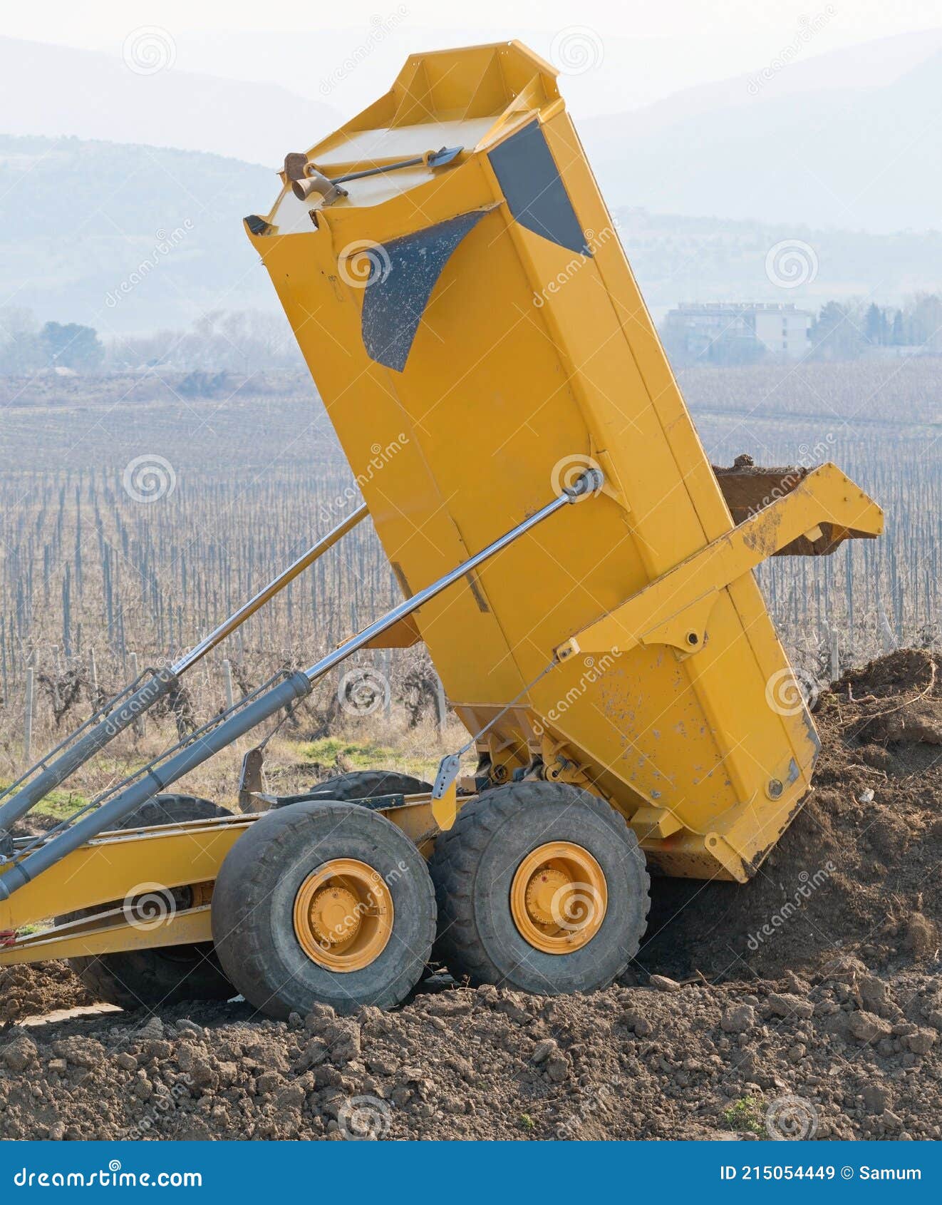 Loaded Dump Truck Ready To Unload Soil on Construction Site Stock Image ...