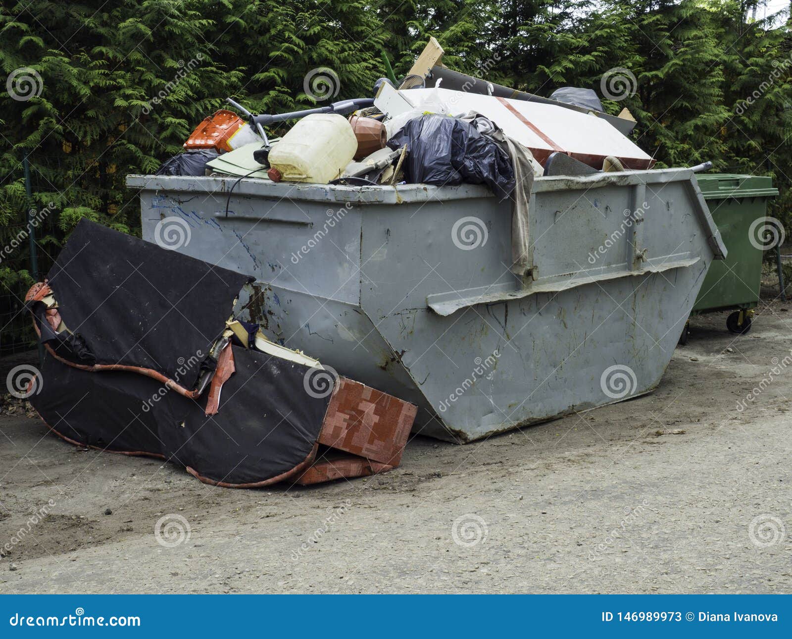 Loaded Dumpster Filled with Rubble Dumpster, Recycle, Waste and Garbage ...