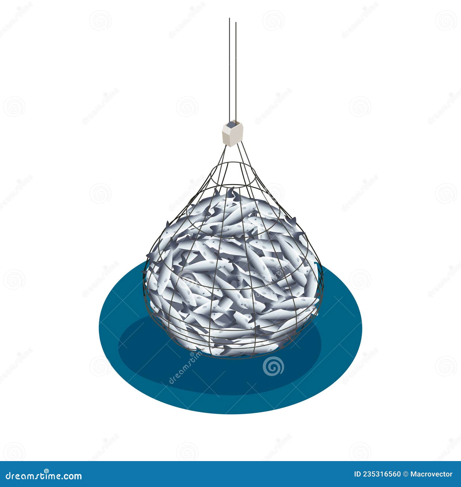 Loaded Fish Net Composition Stock Vector - Illustration of natural ...