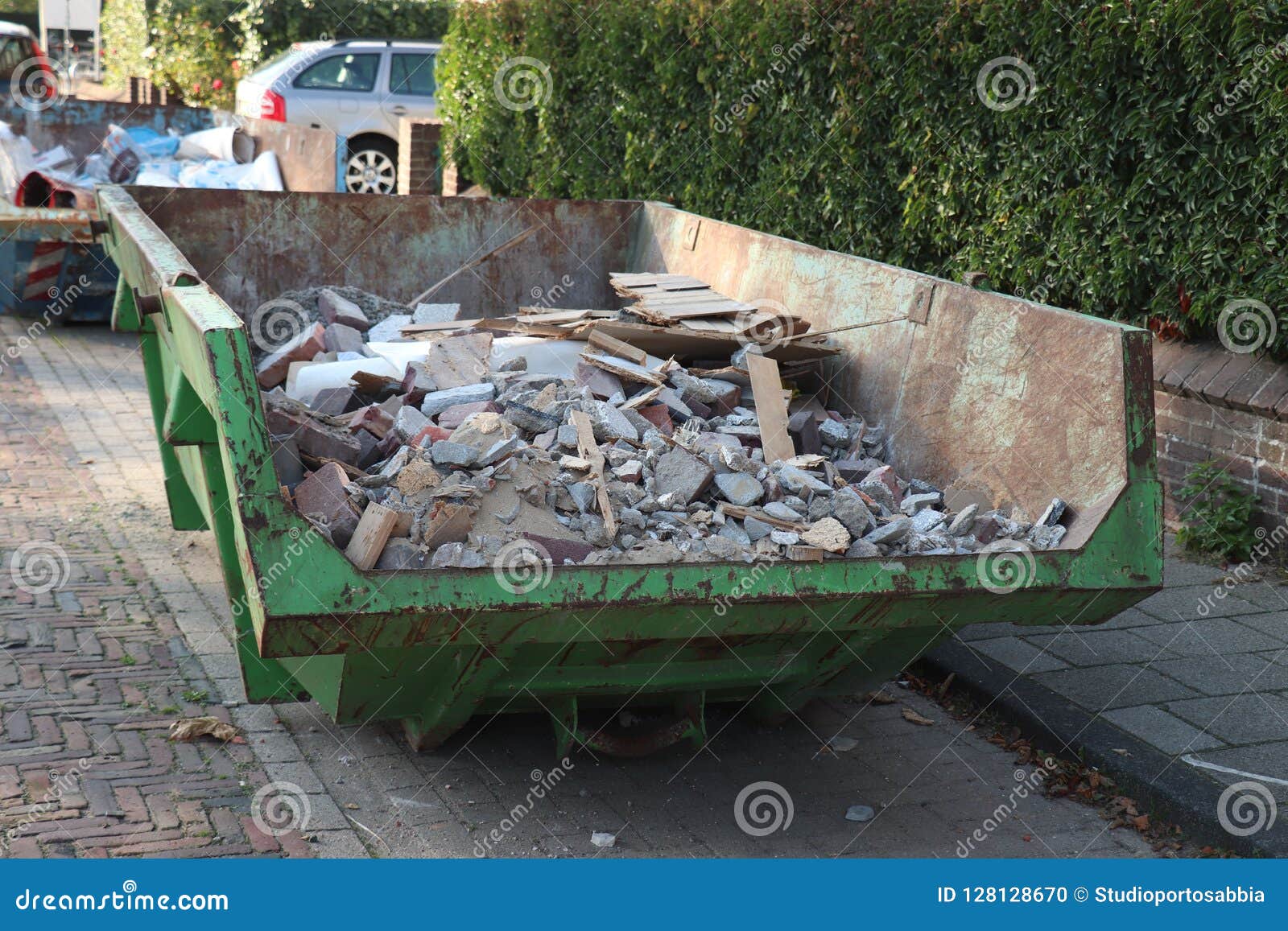 Loaded garbage dumpster stock photo. Image of container - 128128670
