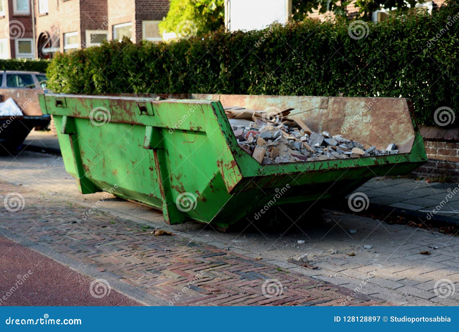 Loaded garbage dumpster stock image. Image of environment - 128128897