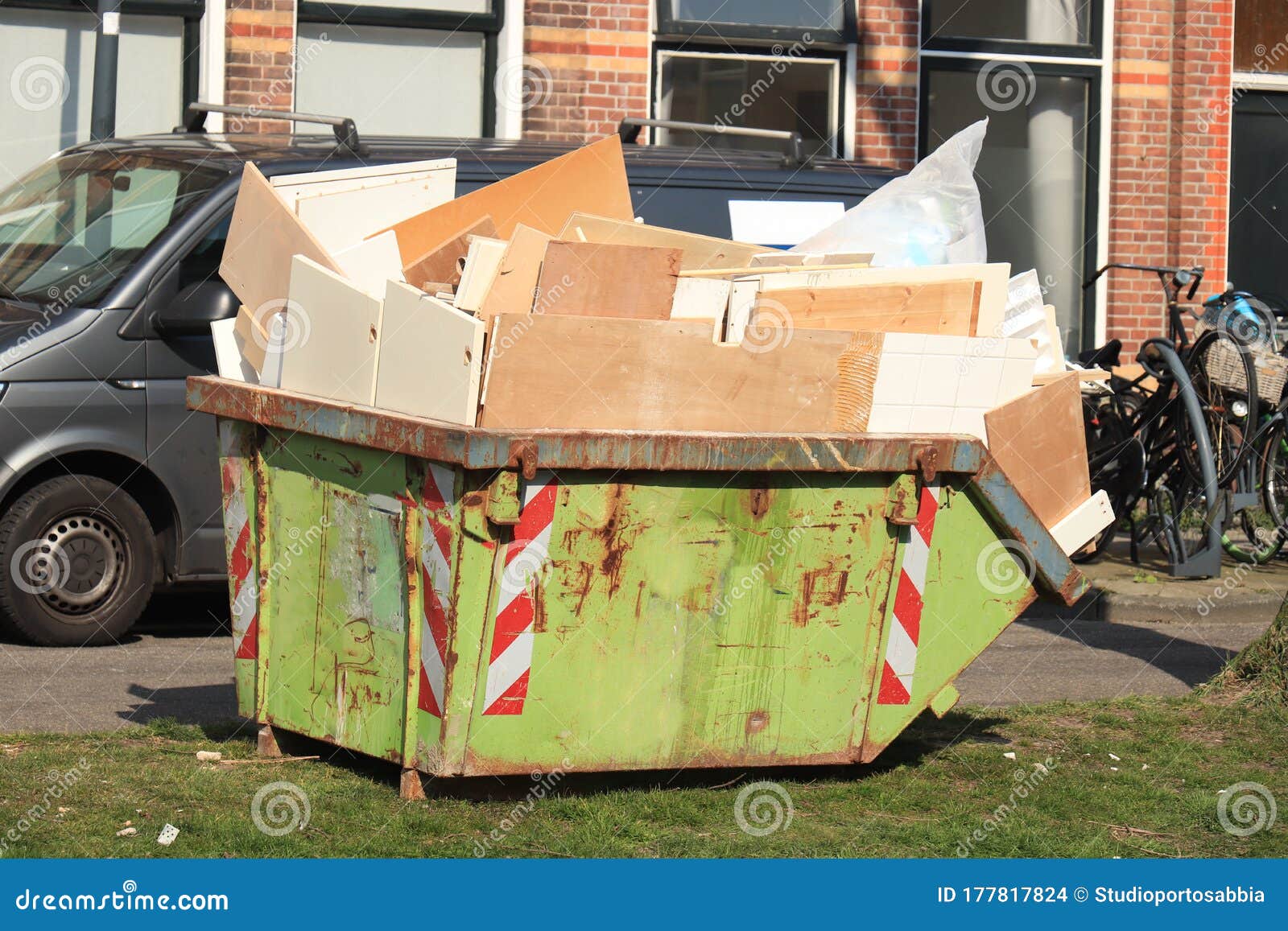 Loaded garbage dumpster stock photo. Image of metal - 177817824