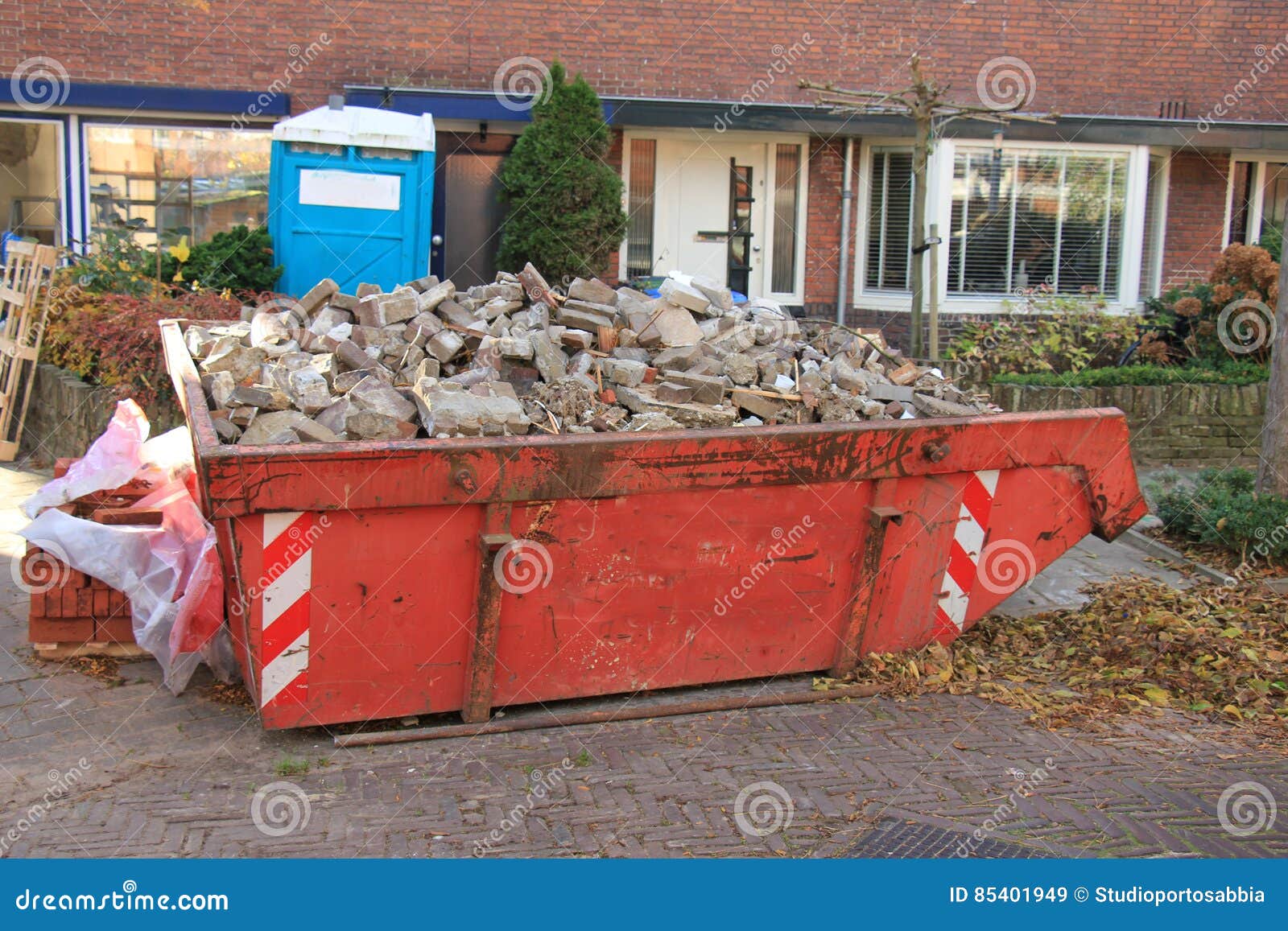 Loaded garbage dumpster editorial stock image. Image of household ...