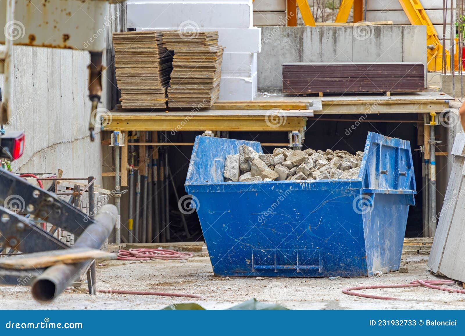 Loaded Skip Debris stock image. Image of load, waste - 231932733