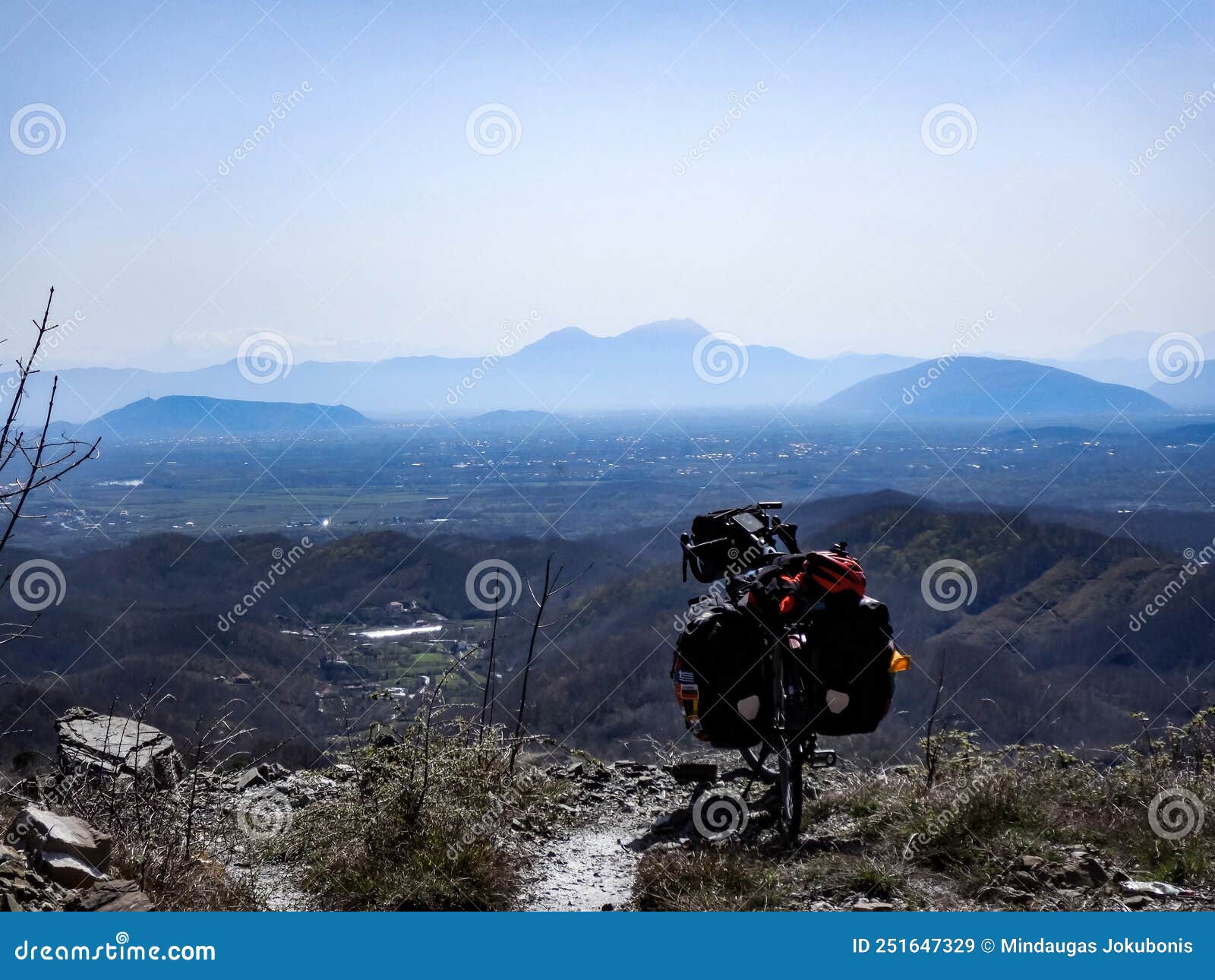 Loaded Touring Bicycle Stands With Moody Dramatic Nature Royalty-Free ...