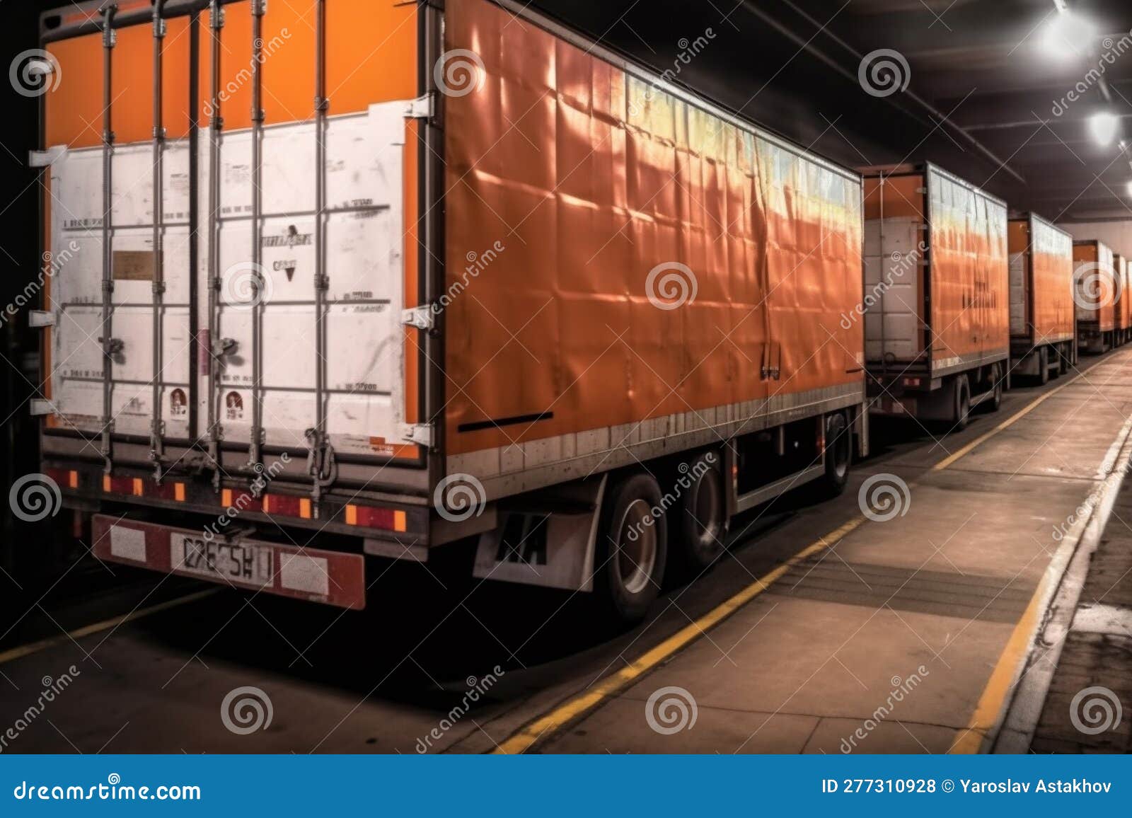 Loaded Trailers with Cargo is Standing in the Warehouse before Shipping ...