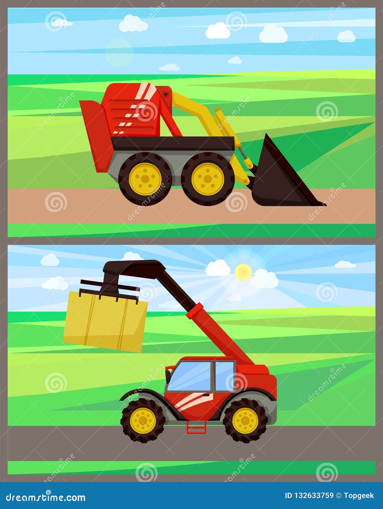 Loader and Bale Stacker Baler Vector Illustration Stock Vector ...