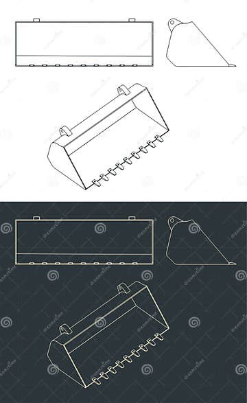 Loader bucket blueprint stock vector. Illustration of rock - 260824875