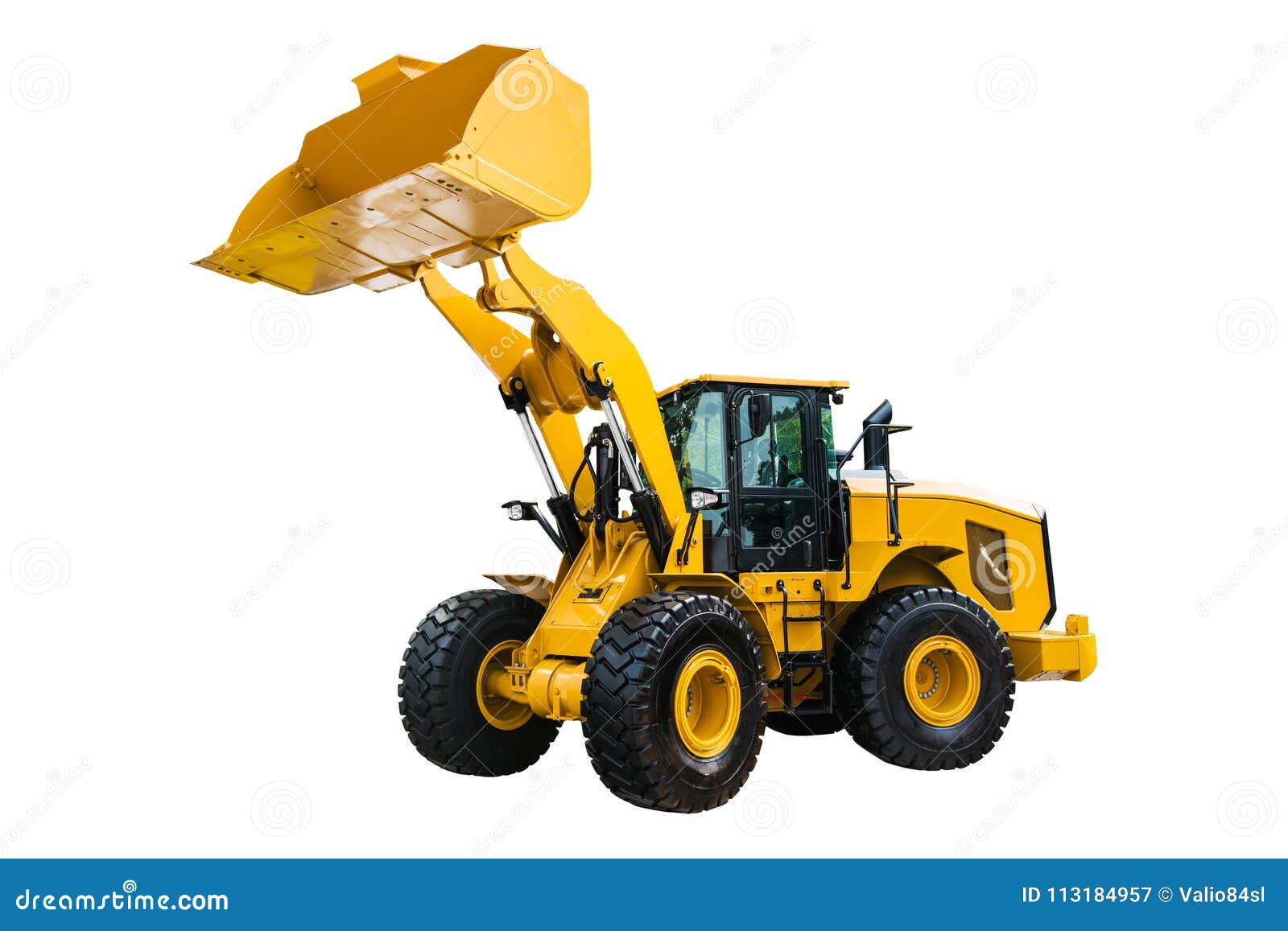 Loader or Bulldozer Excavator, Isolated on White Background with Stock ... Loader or Bulldozer Excavator, Isolated on White Background with Stock ...