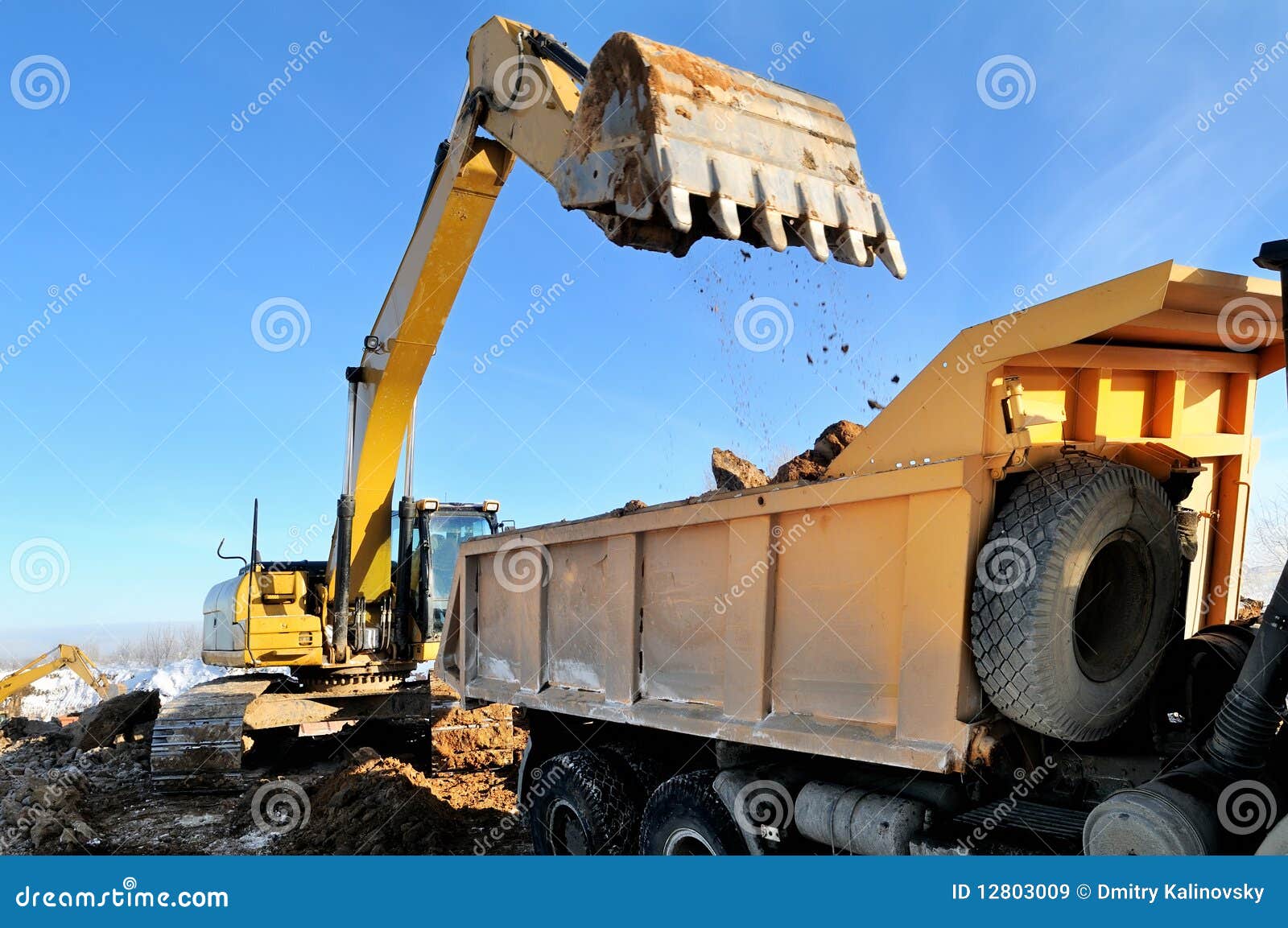 Loader Excavator Loading Earth Stock Image - Image of excavation ...