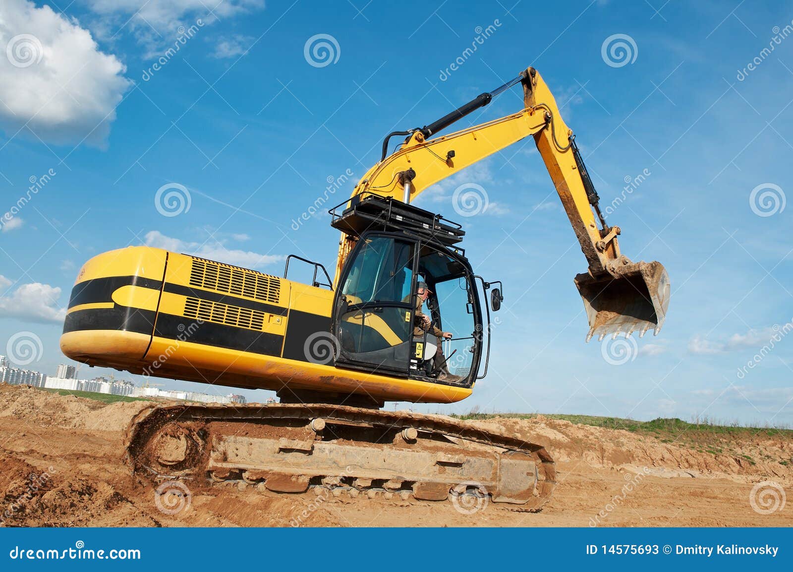 Loader Excavator Moving in a Quarry Stock Image - Image of cloudscape ...