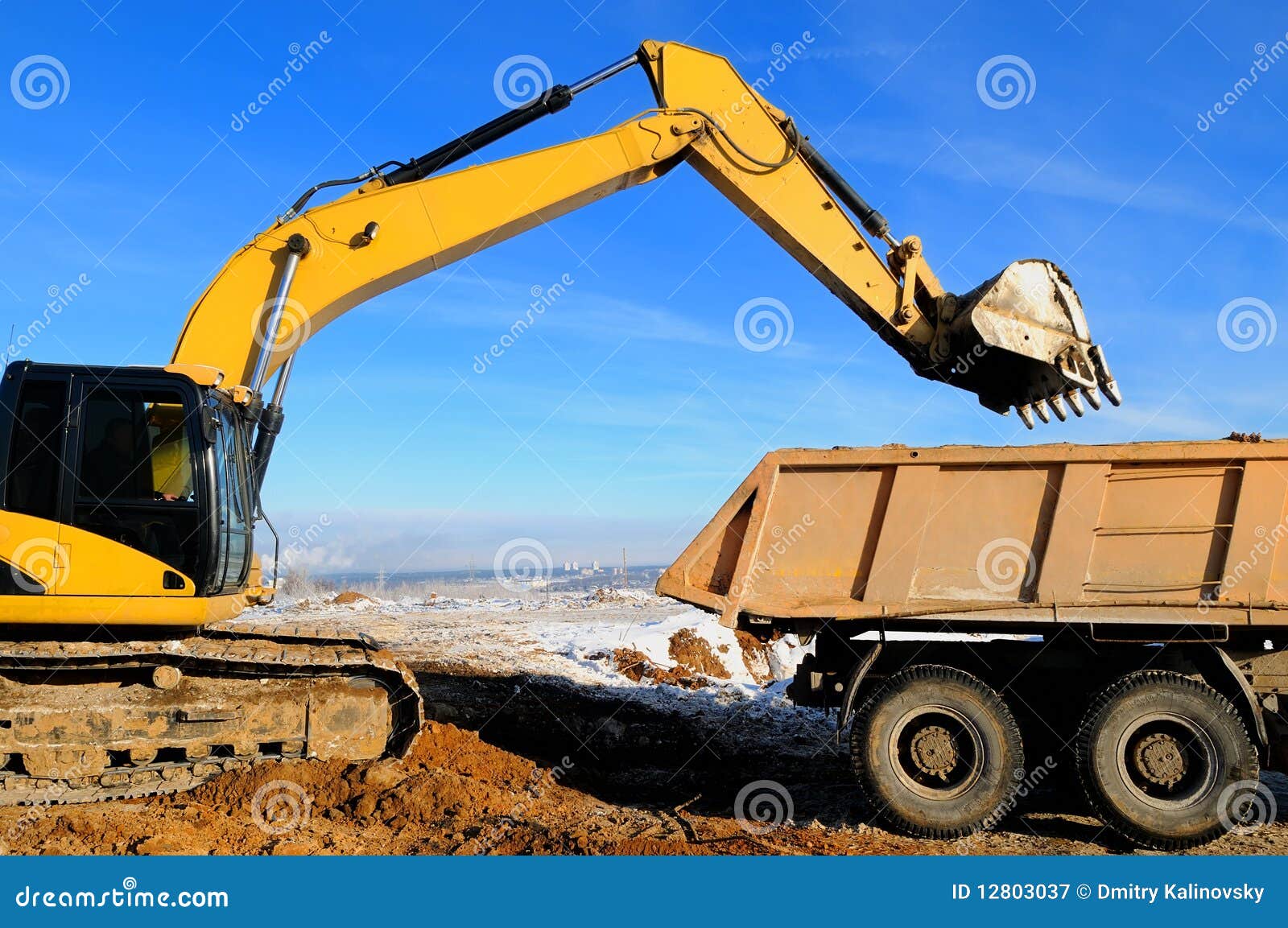 Loader Excavator and Rear-end Stock Image - Image of rear, truck: 12803037