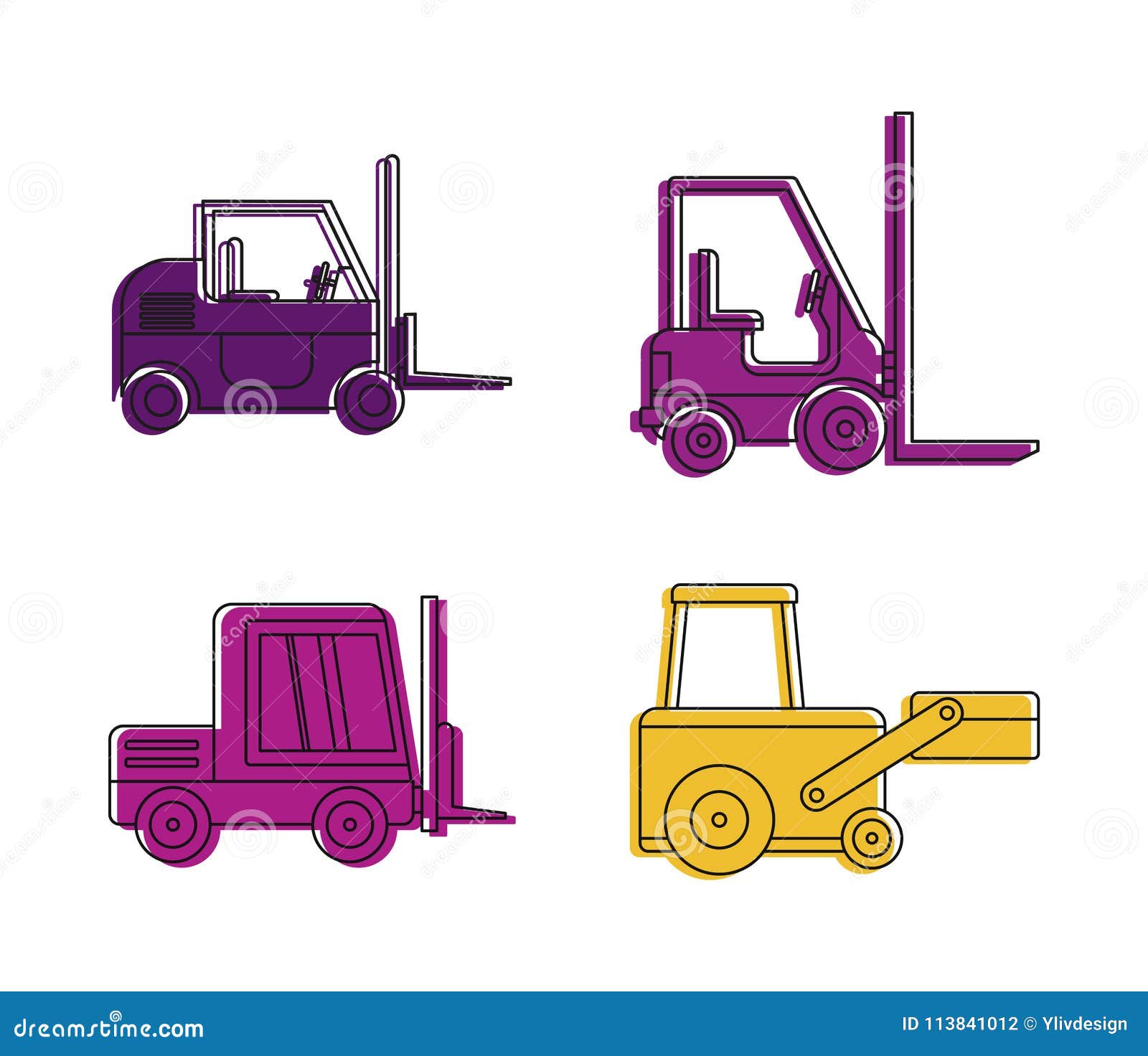 Loader Icon Set, Color Outline Style Stock Vector - Illustration of ...