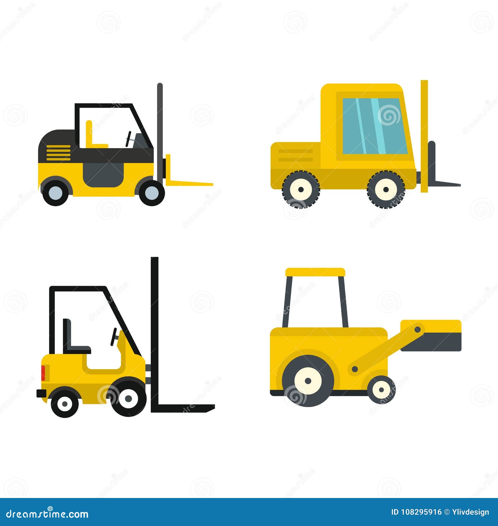 Loader Icon Set, Flat Style Stock Vector - Illustration of ship, move ...