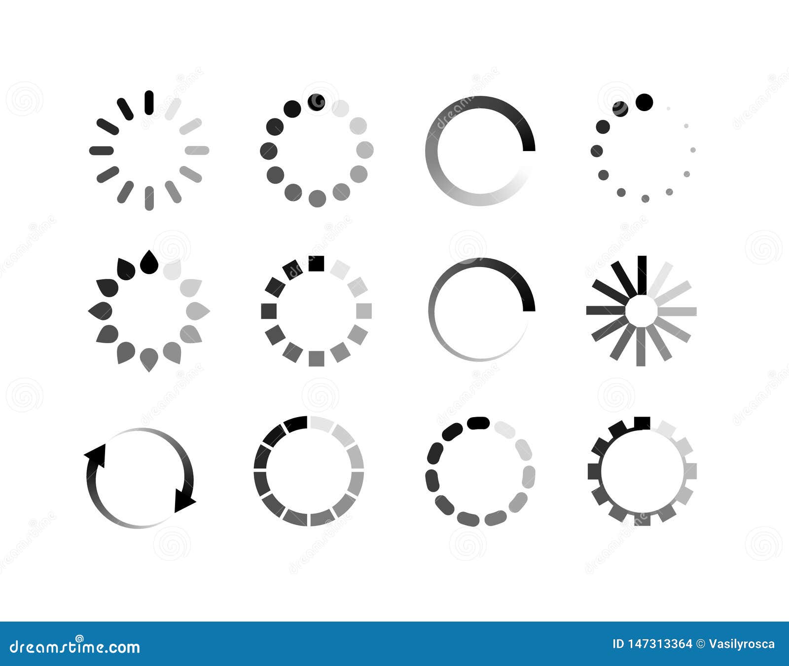 Loader Icon Vector Circle Button. Load Sign Ymbol Progress Bar For ...