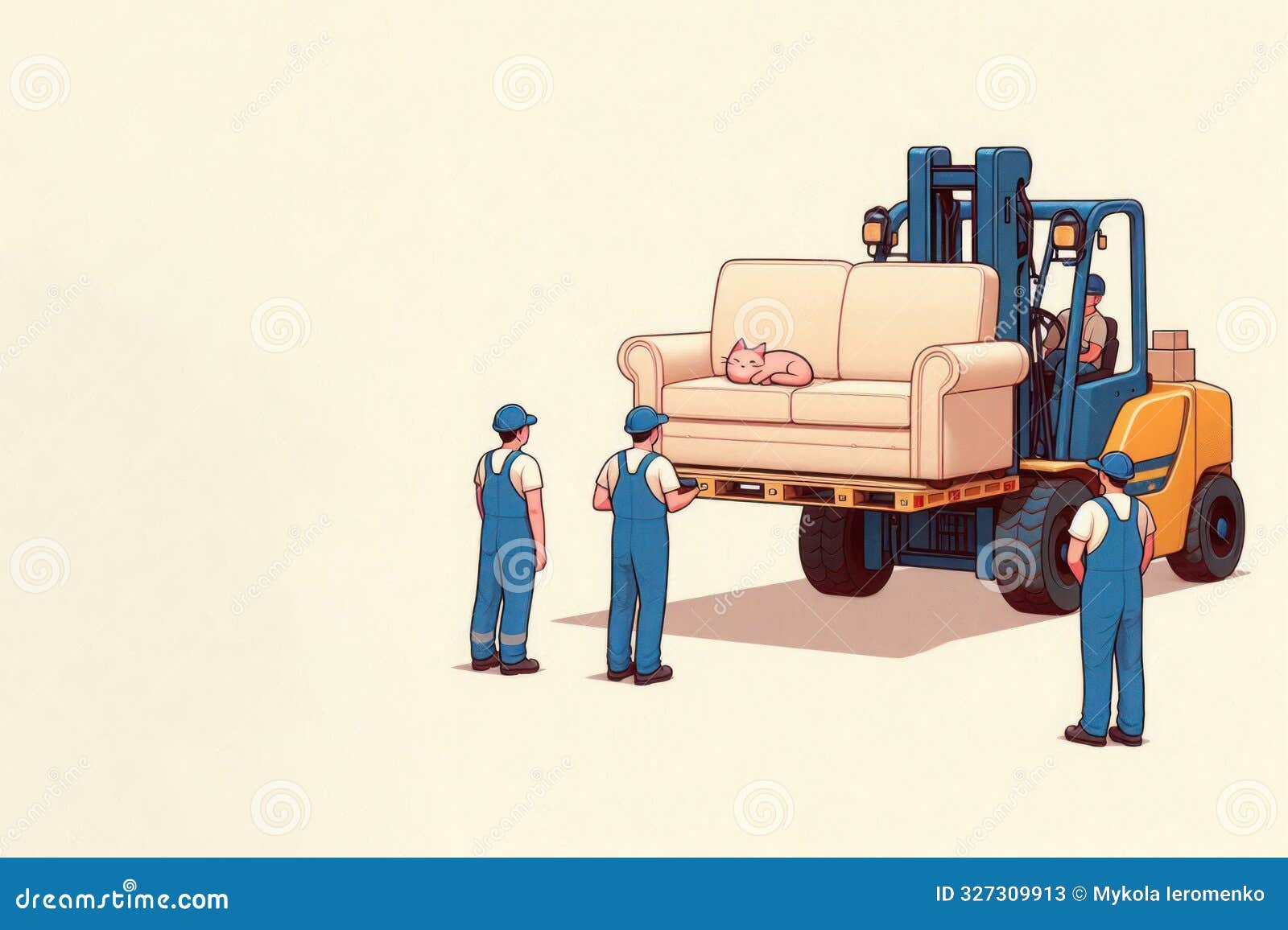 Loader Sit On Sofa, Having Rest. Exhausted Loader Concept. Courier ...