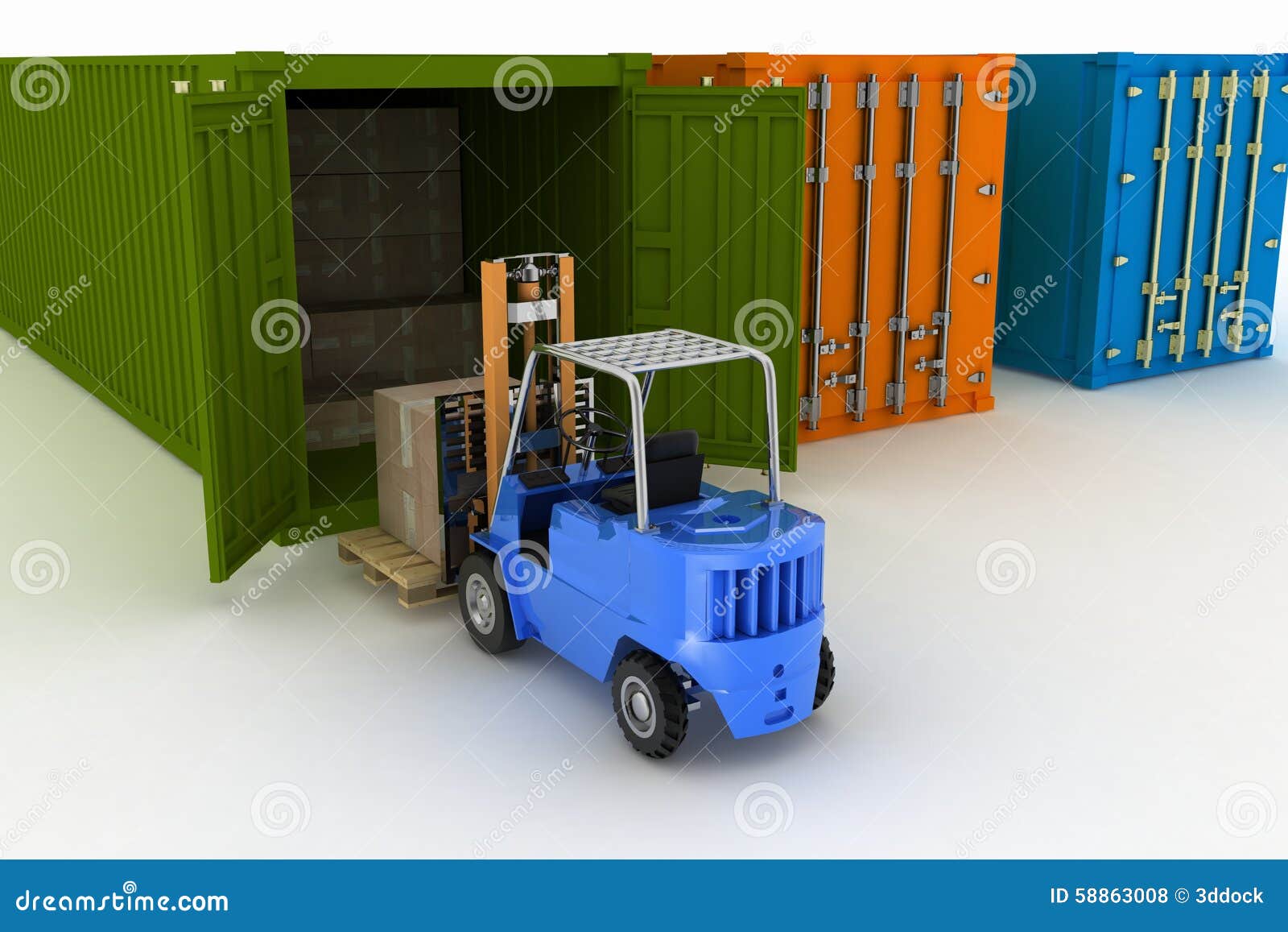 Loader Loads In The Container Of Box Royalty-Free Stock Photography ...