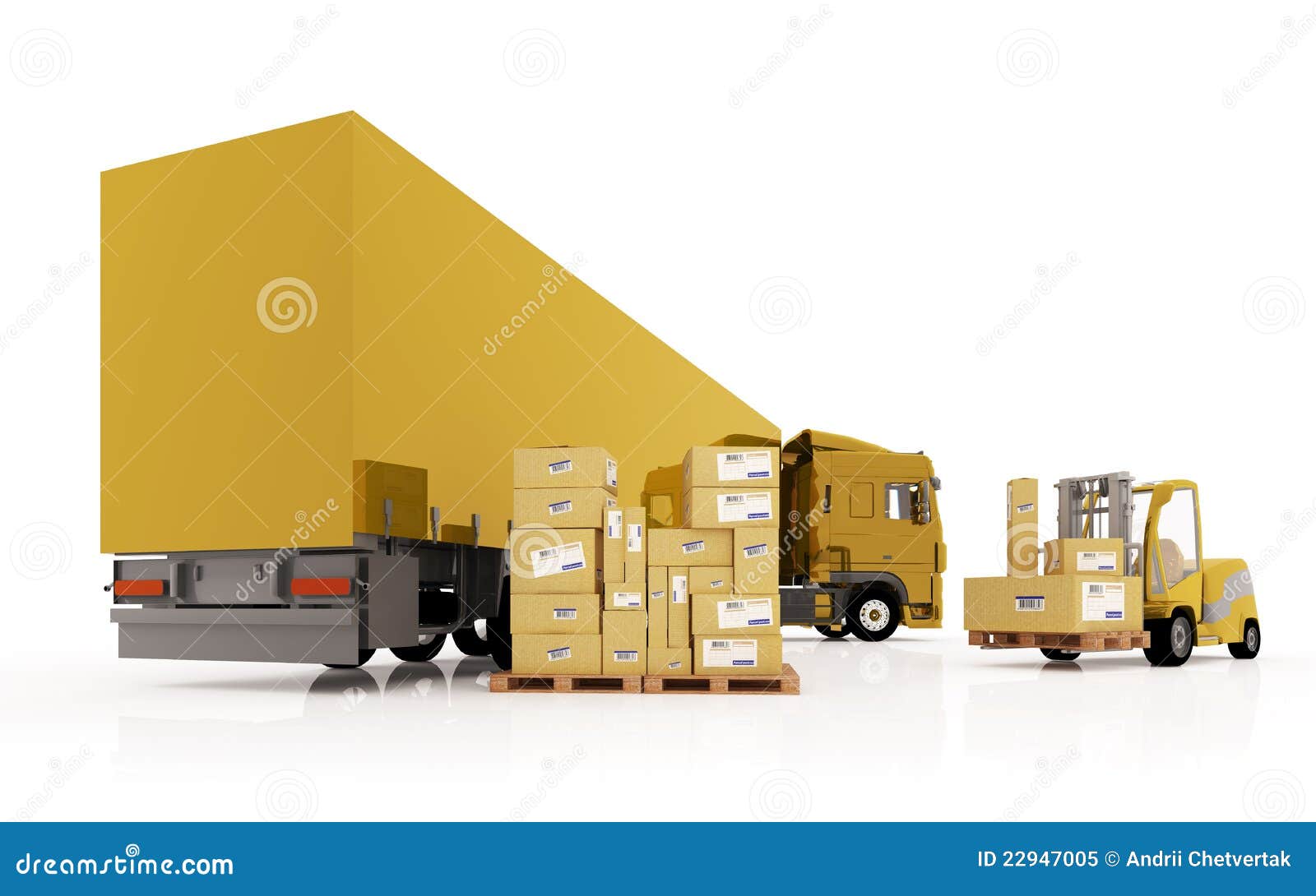 Loader Loads the Packages in the Truck. Stock Illustration ...