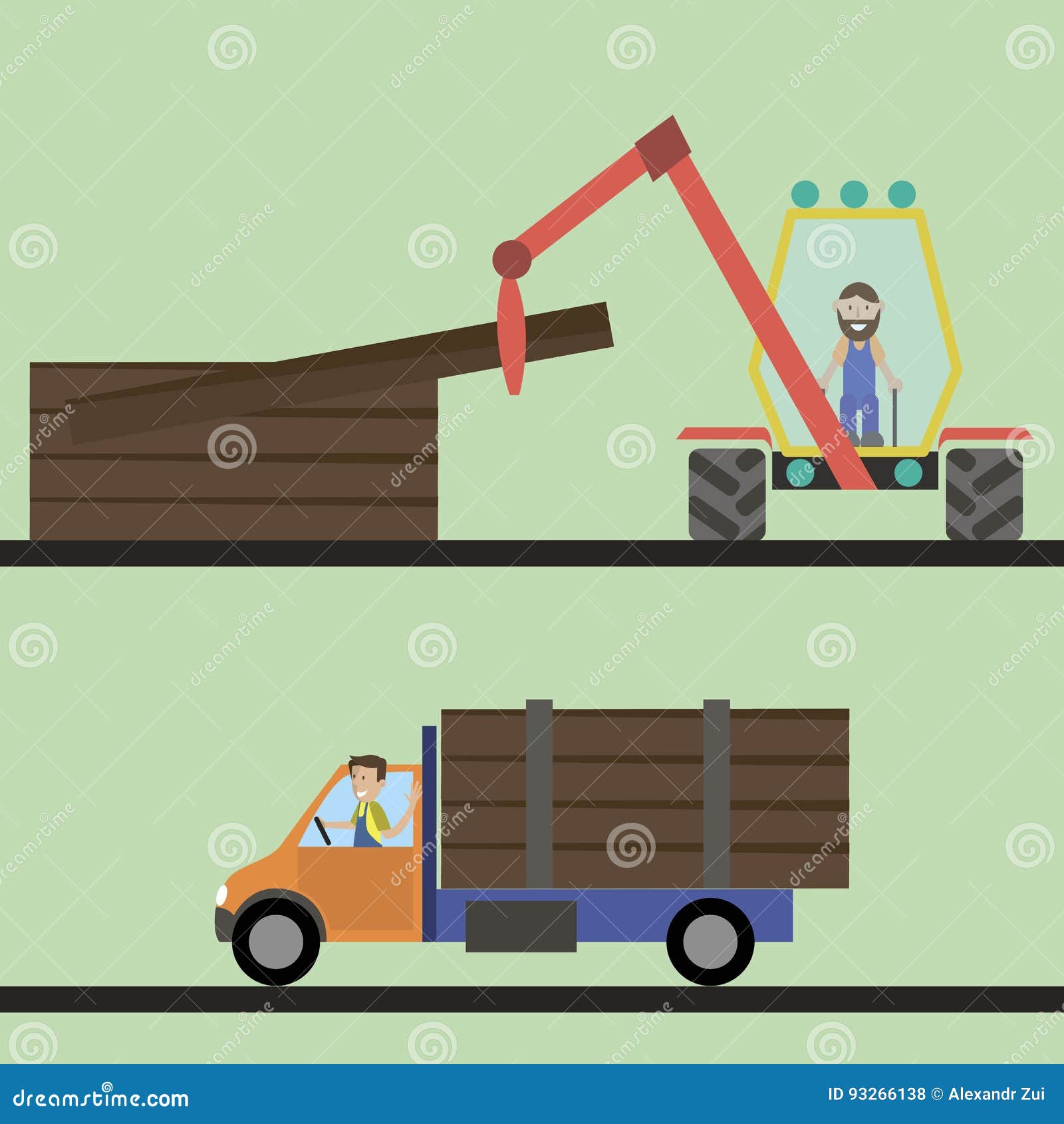 Loader Loads the Trees on a Car Stock Vector - Illustration of heavy ...