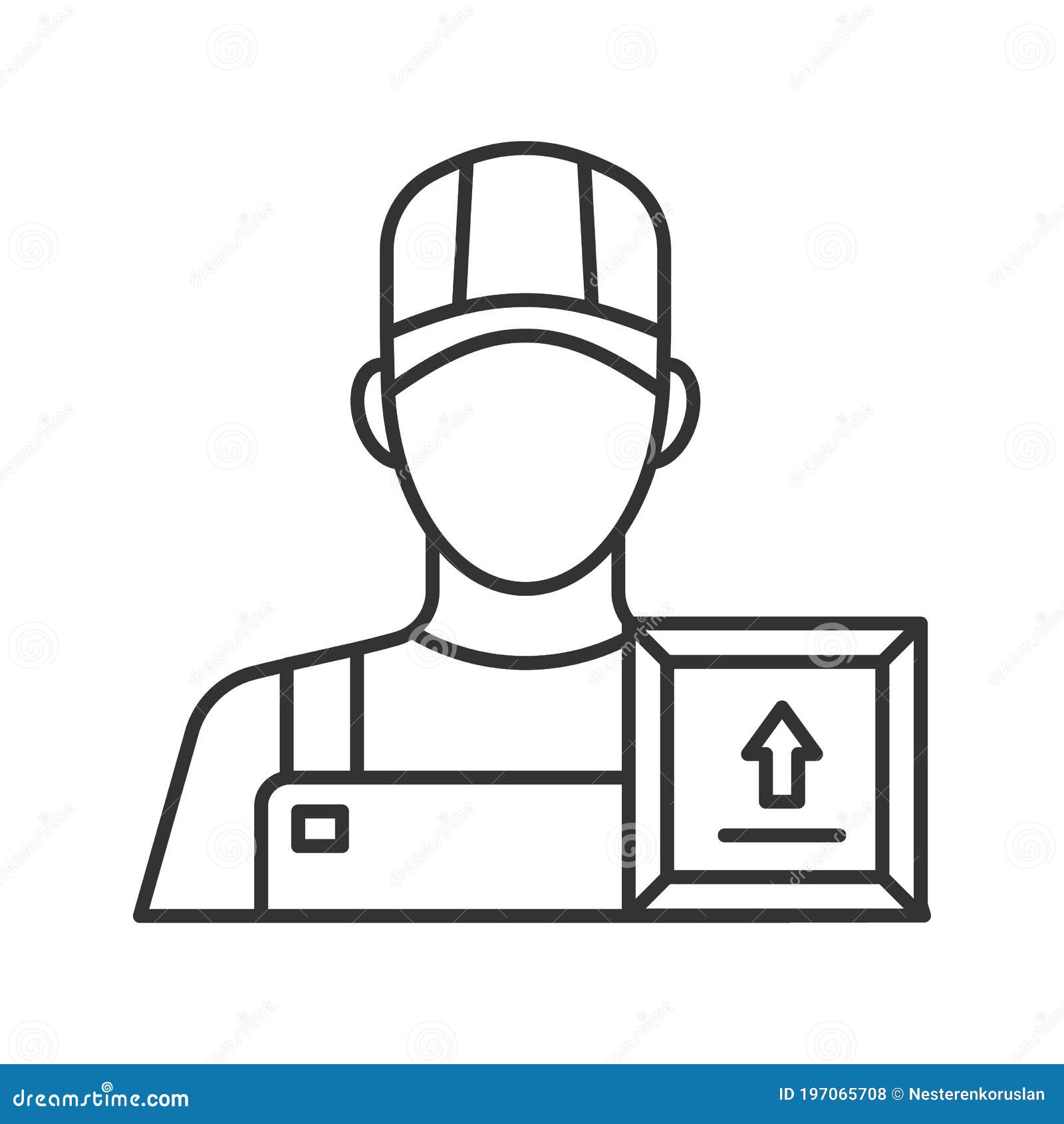 Loader man linear icon stock vector. Illustration of personnel - 197065708