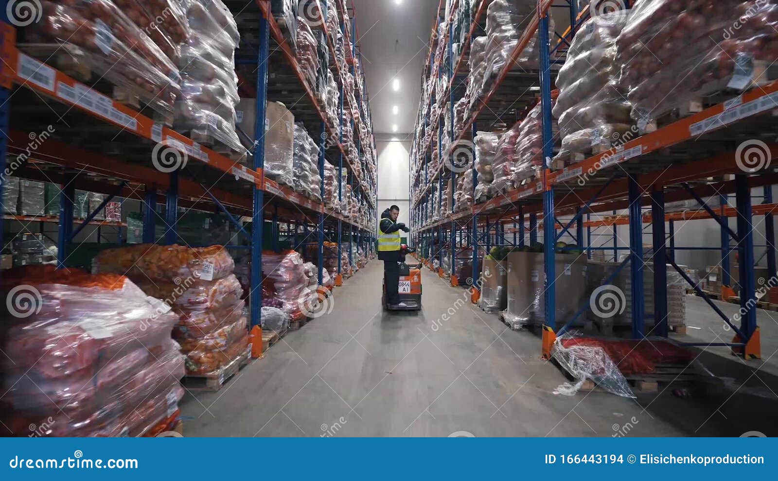 Loader Moves on a Forklift in a Warehouse Stock Footage - Video of ...