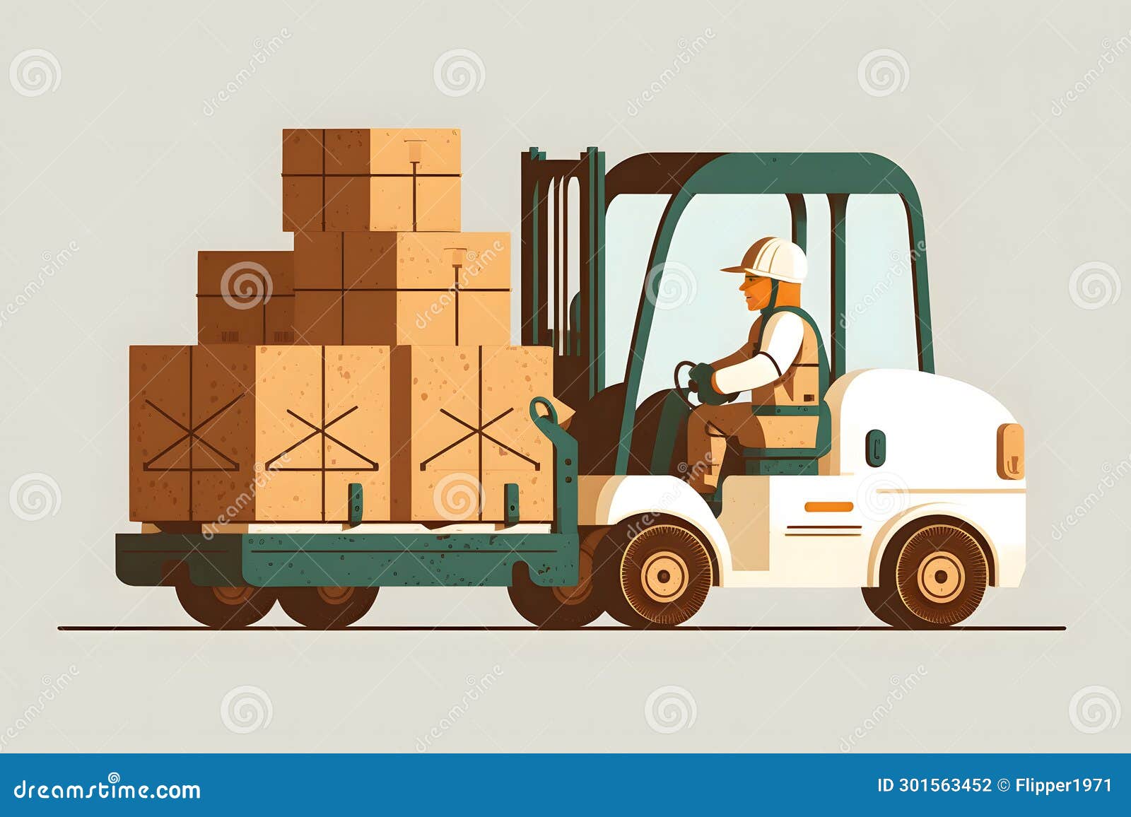 The Loader-picker Works in the Warehouse Stock Illustration ...