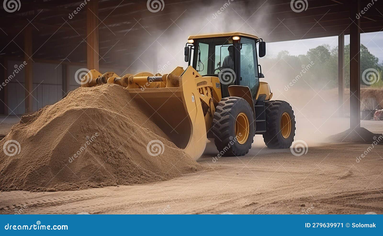 Loader Reloads Sand and Gravel at a Building Materials Warehouse ...