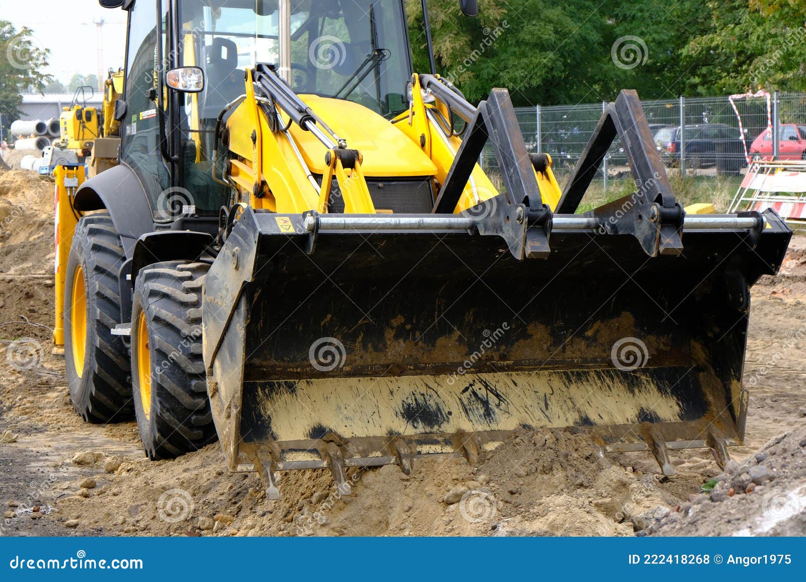 Loader on a Road Construction on City Street Stock Photo - Image of ...