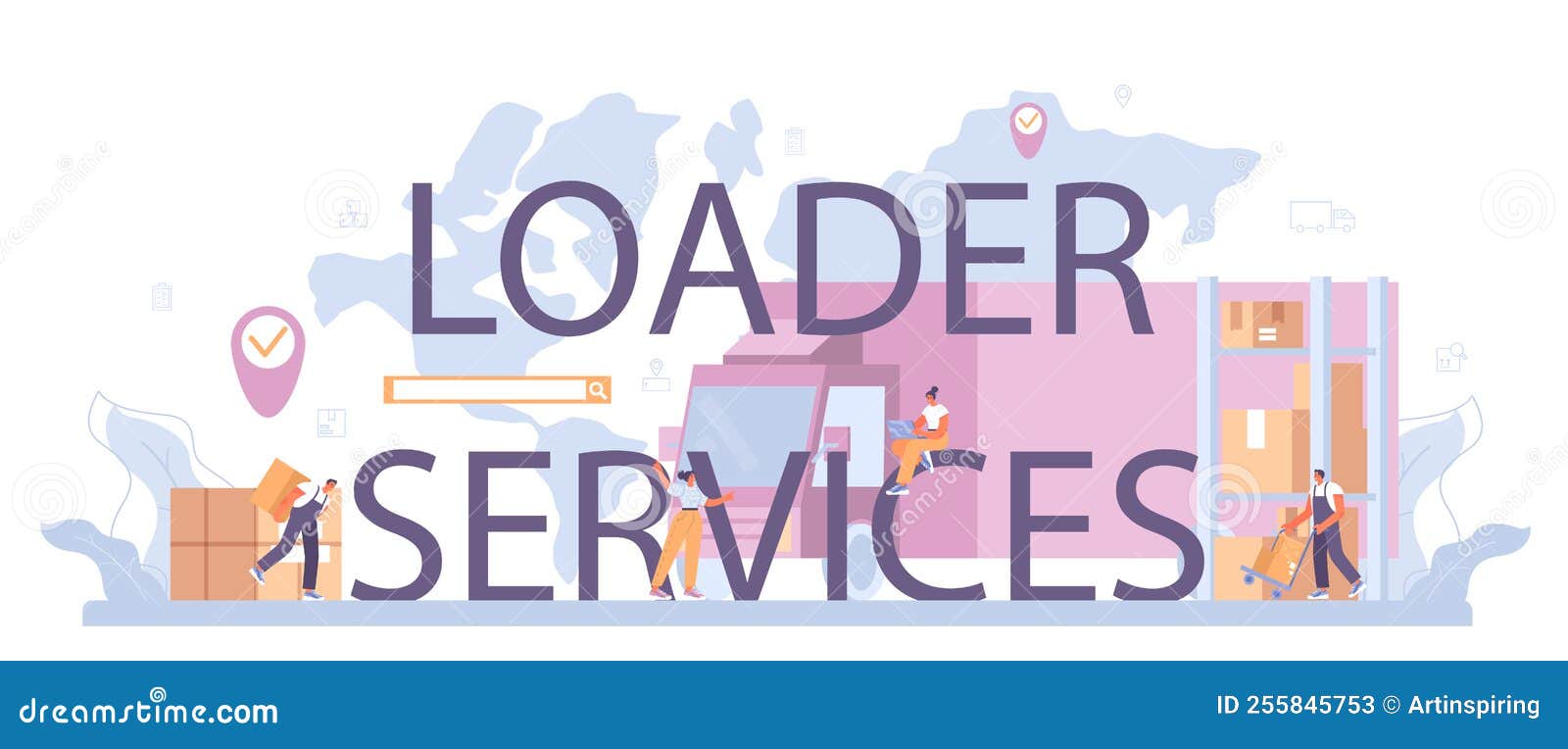 Loader Service Typographic Header. Storekeeper in Uniform Carrying ...